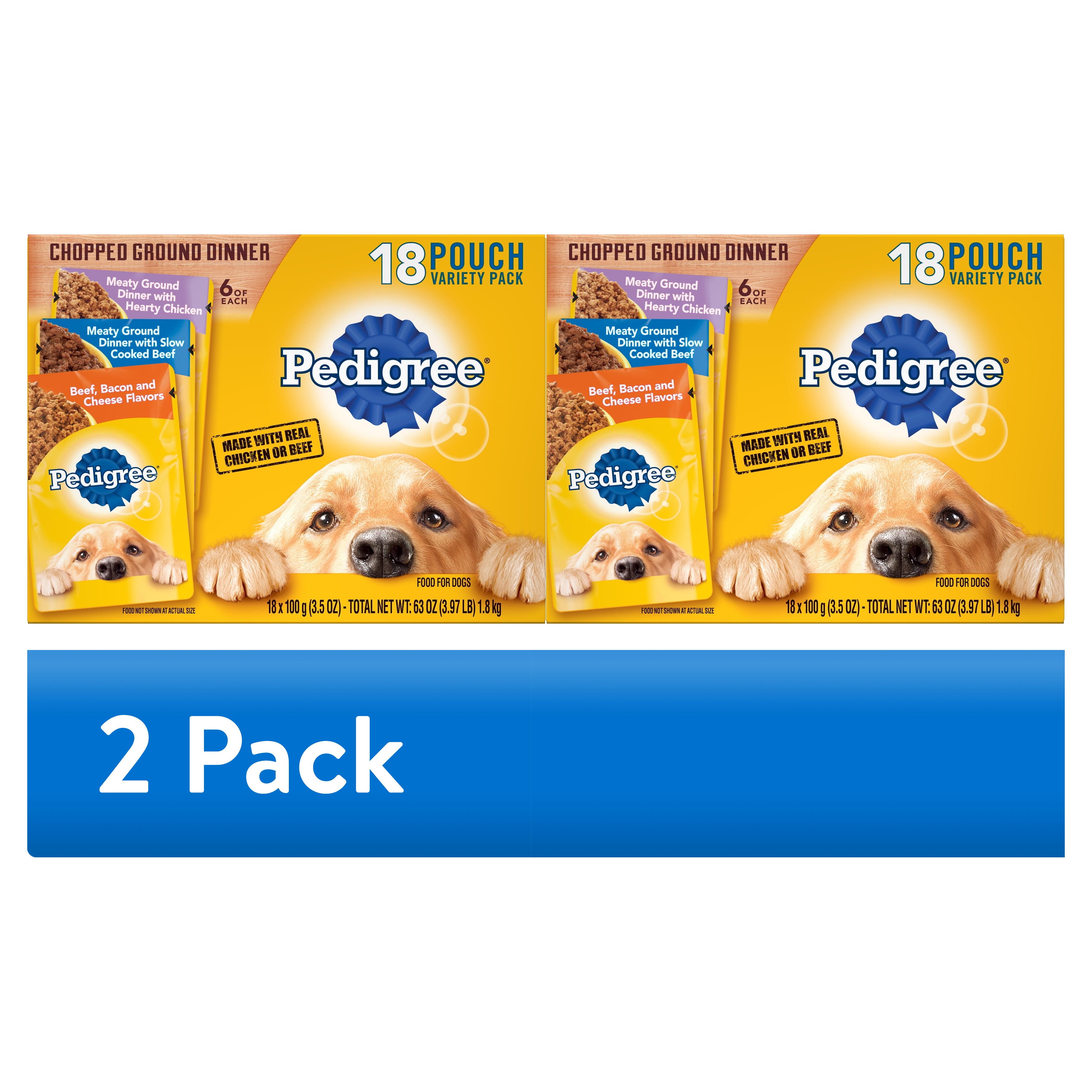 (2 pack) Pedigree Chopped Ground Dinner Wet Dog Food Variety Pack, 3.5 ...