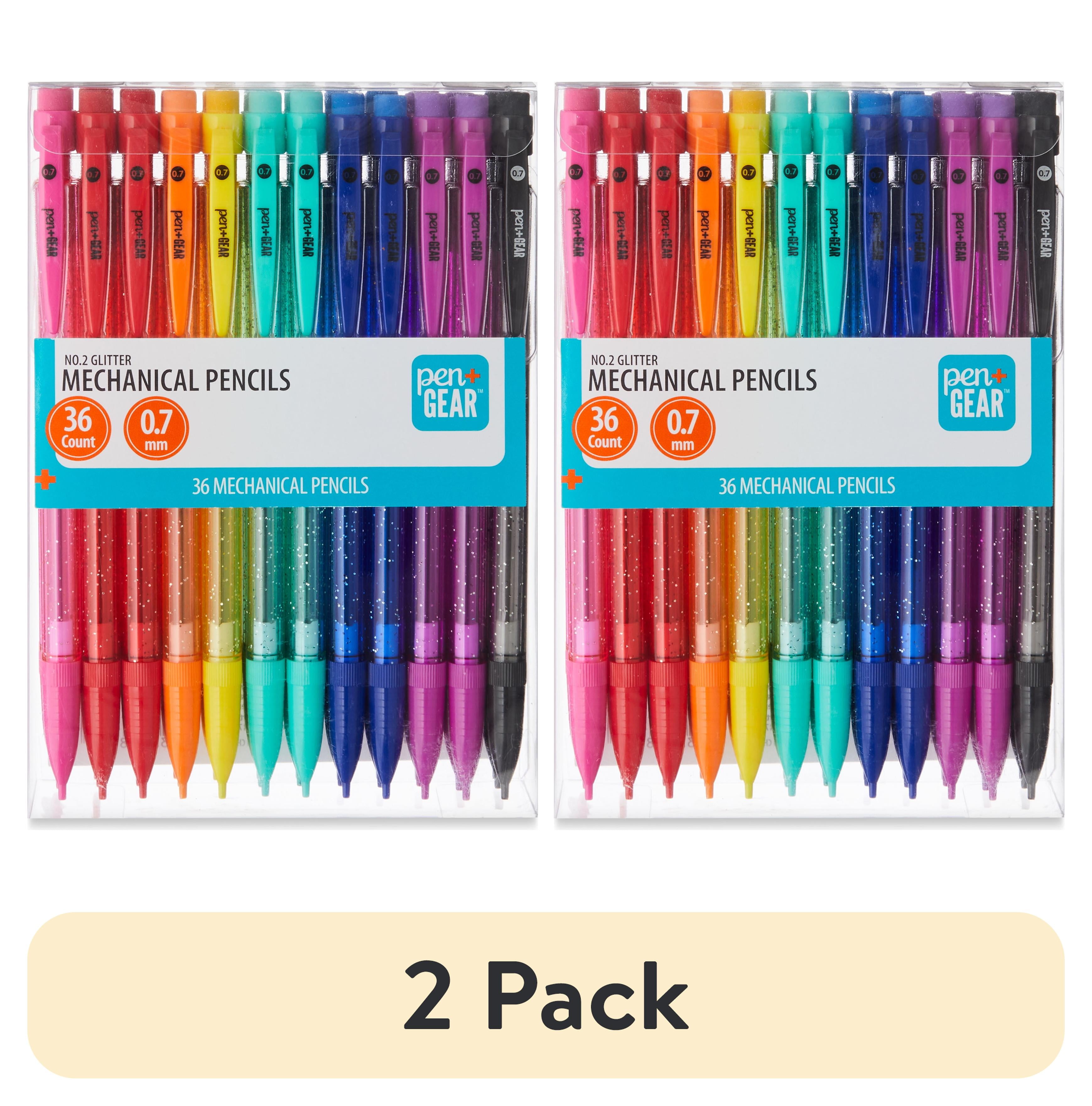 (2 pack) Pen+Gear #2 Glitter Disposable Mechanical Pencils, 0.7mm, 36 ...