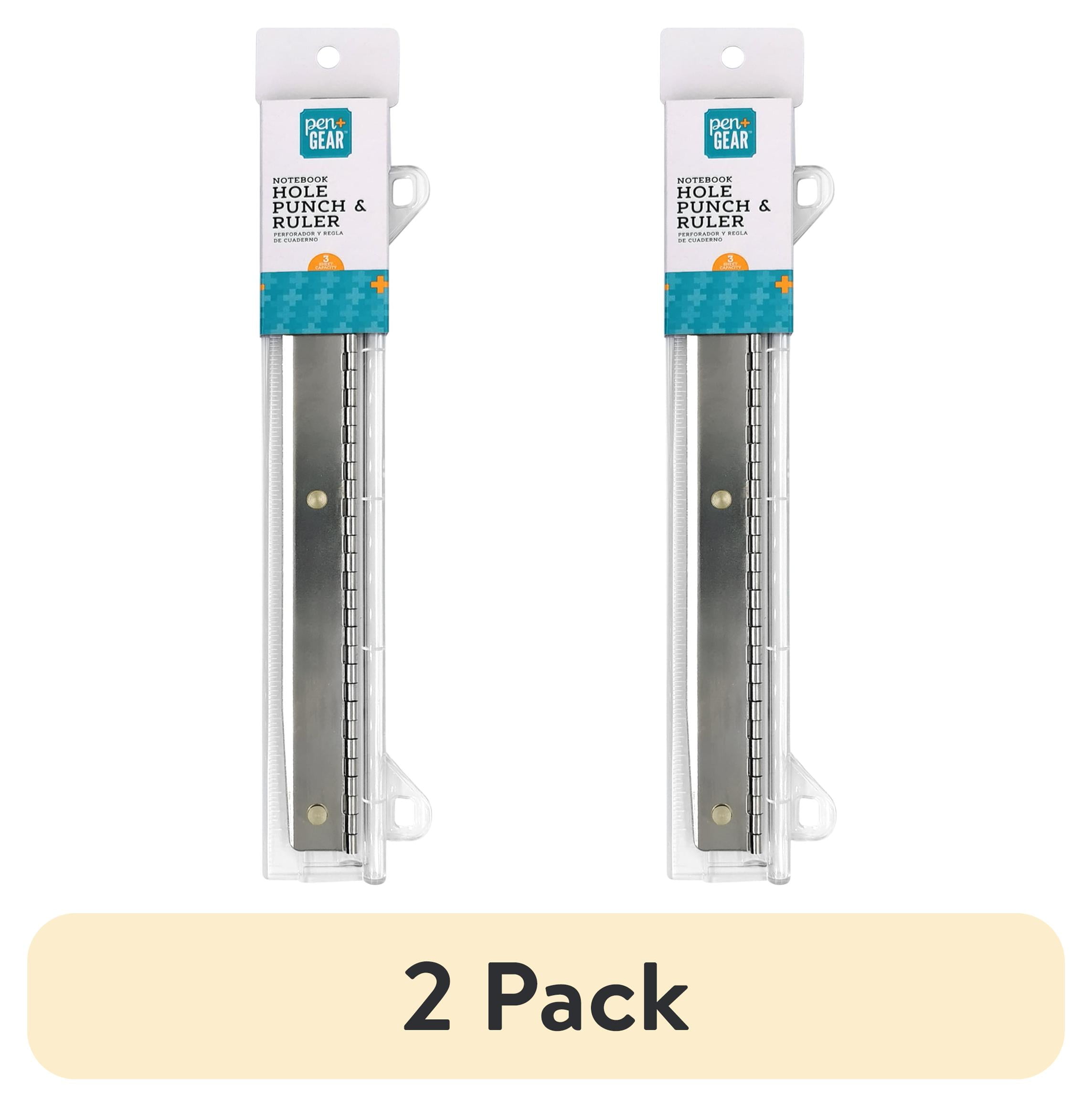 (2 pack) Pen + Gear 3-Hole Notebook Punch with Ruler, Clear, 3 Sheet ...