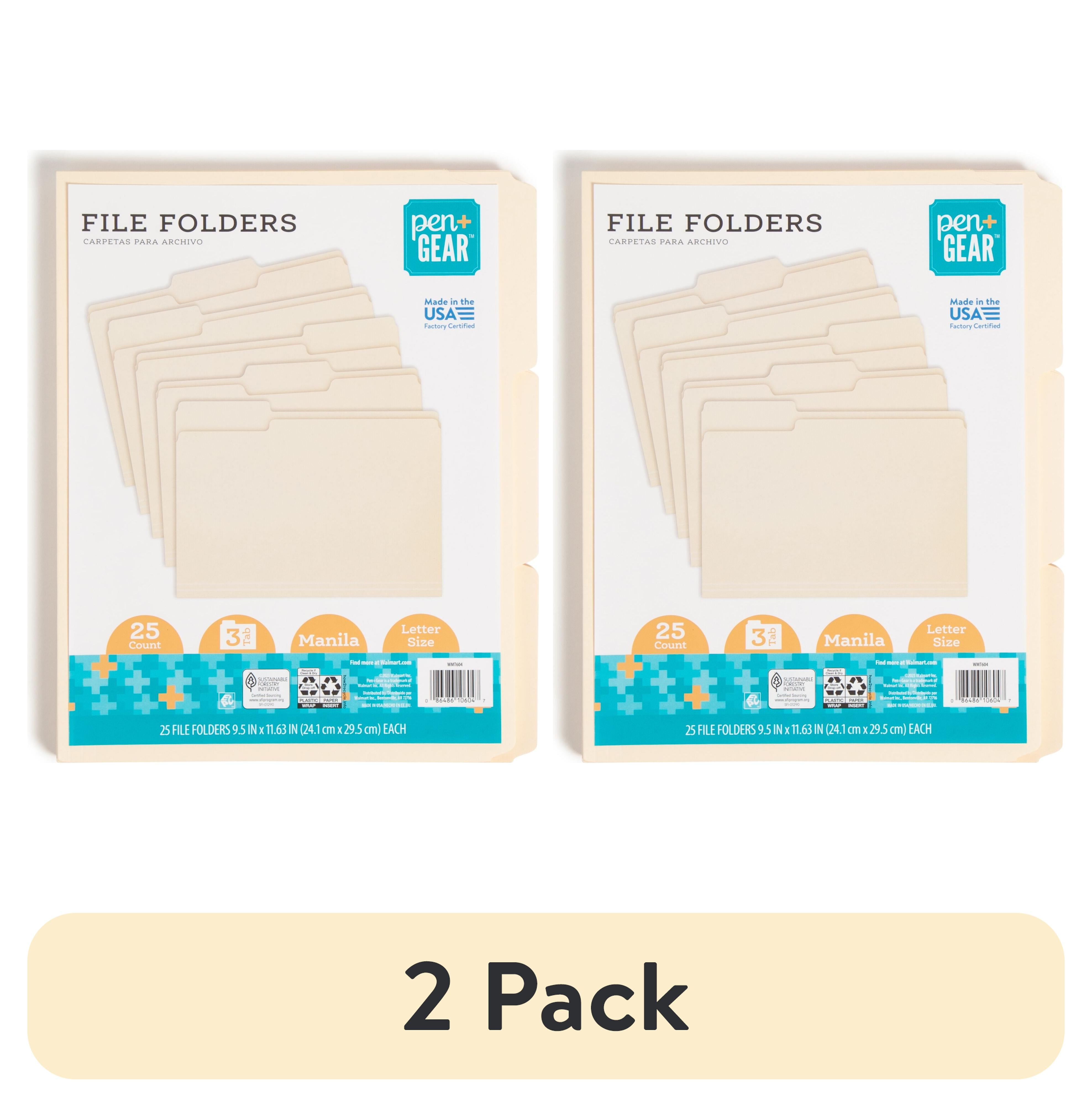 (2 pack) Pen+Gear 3-Tab Manila File Folders, 25 Count, Letter Size ...