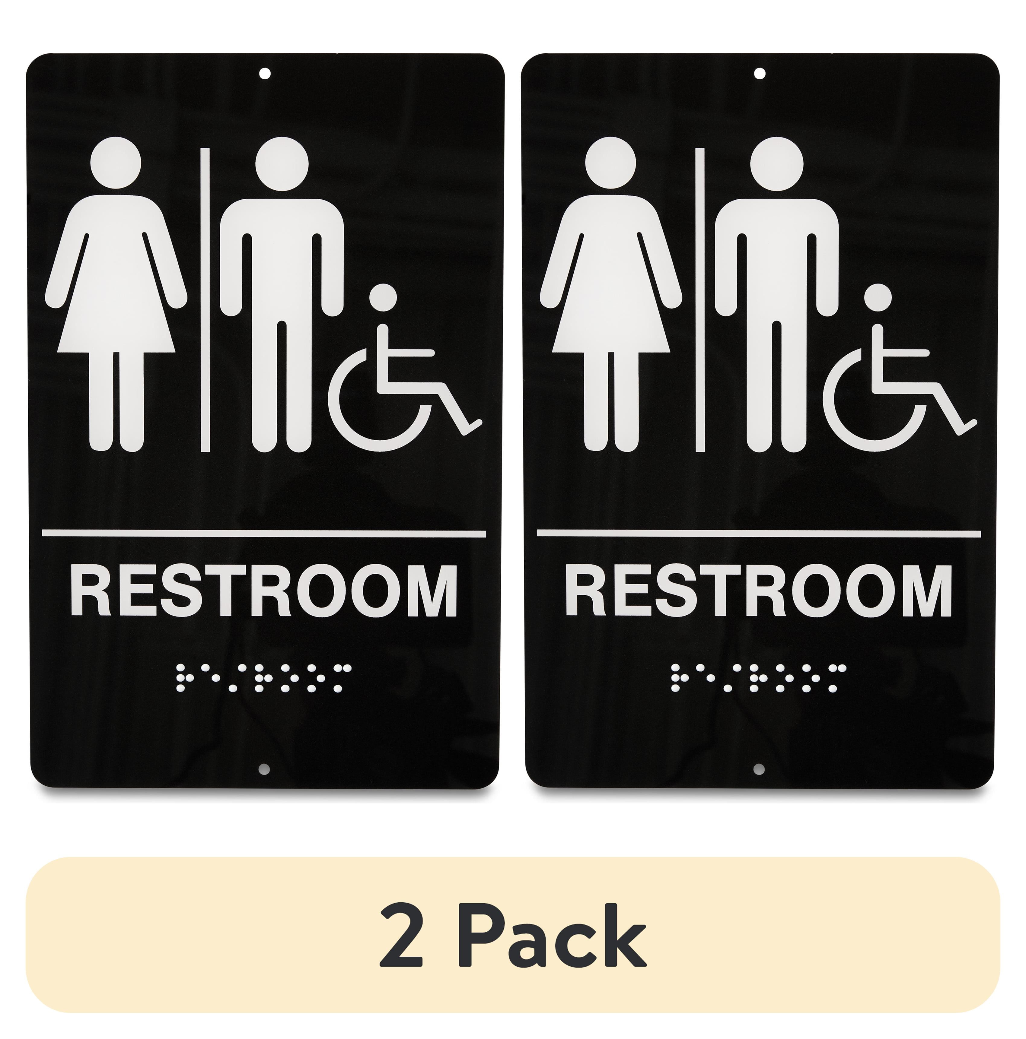 (2 pack) Pen+Gear Restroom Sign- 6x9 inch ,High Visibility Black ...