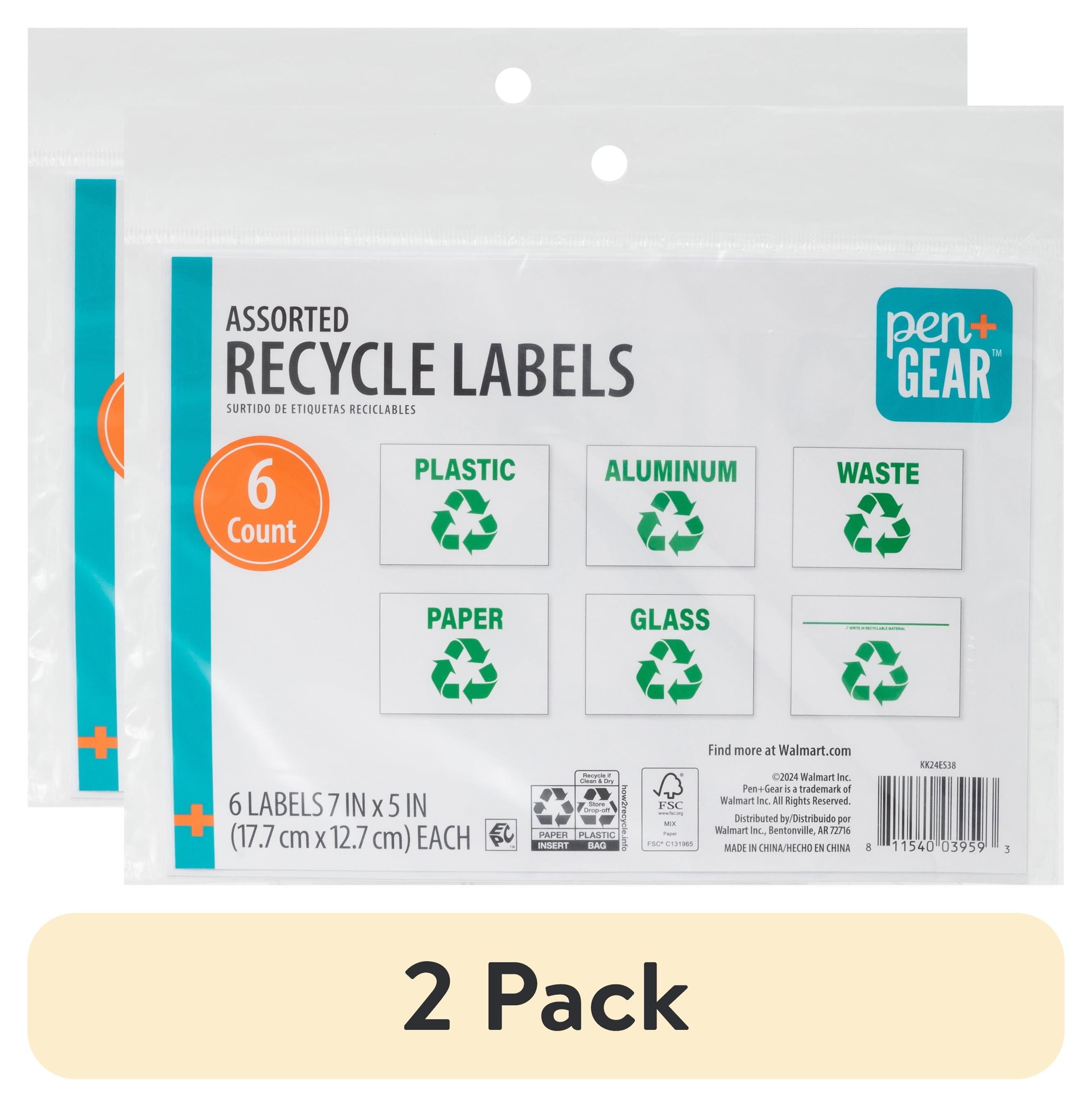 (2 pack) Pen+Gear 7x5 inch Recycle Labels in White - Pack of 6, Paper ...