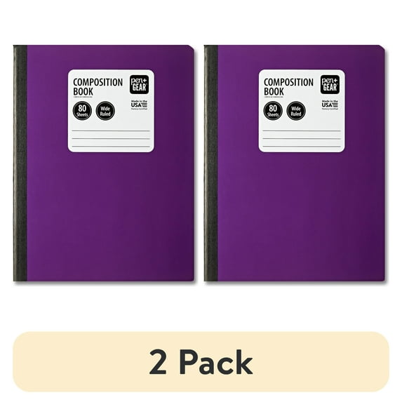 (2 pack) Pen+Gear Wide Rule Composition Book, 7.5" x 9.75", Purple, 80 ...