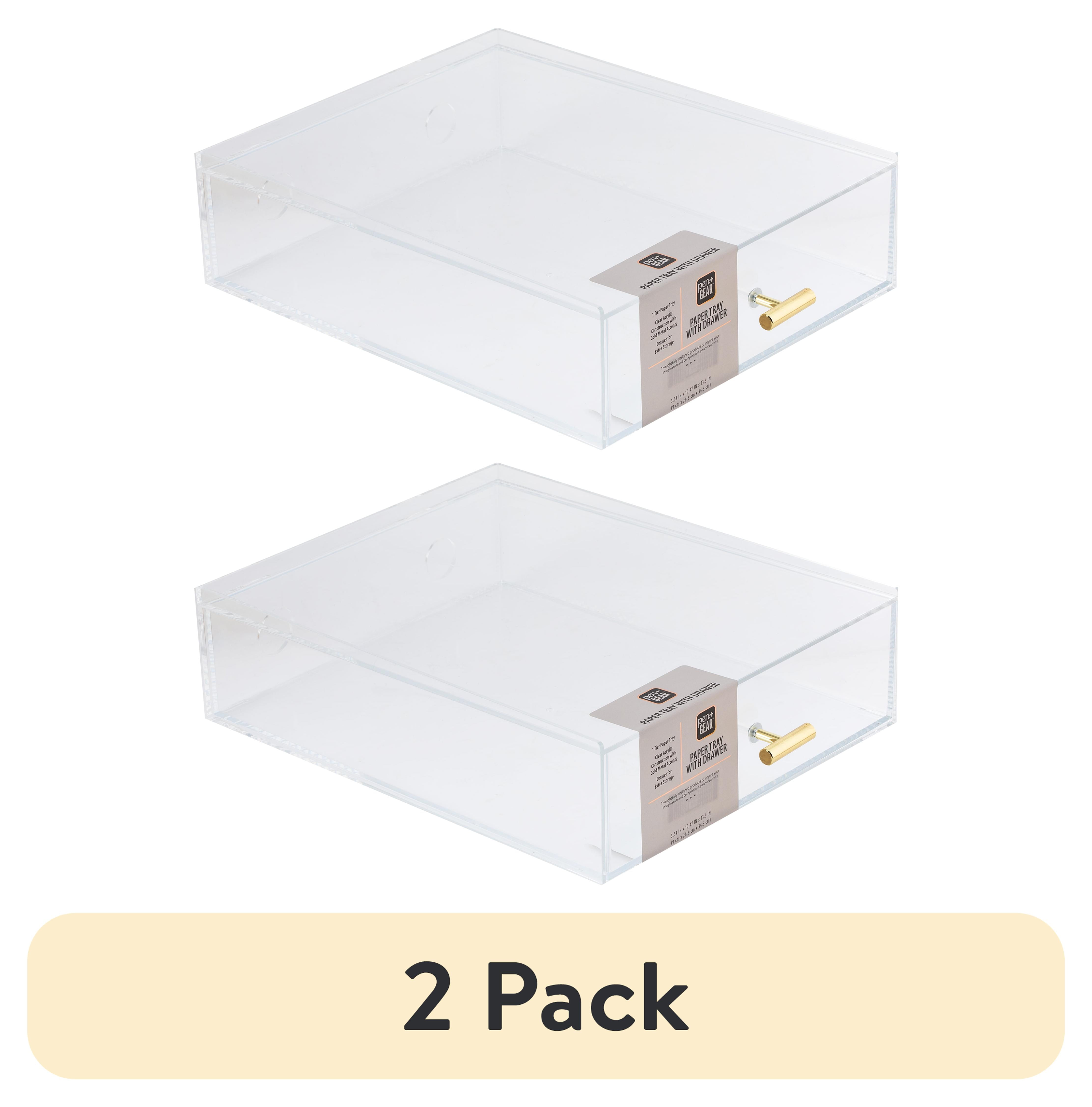 (2 pack) Pen+Gear Acrylic Paper Tray with Drawer, 3.54 in x 10.47 in x ...