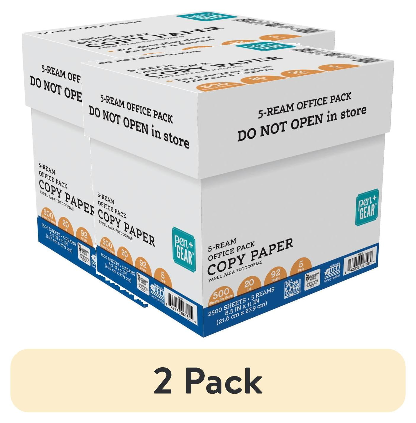 (2 pack) Pen + Gear Copy Paper, 8.5" x 11", 92 Bright, 20 lb., White, 5 ...