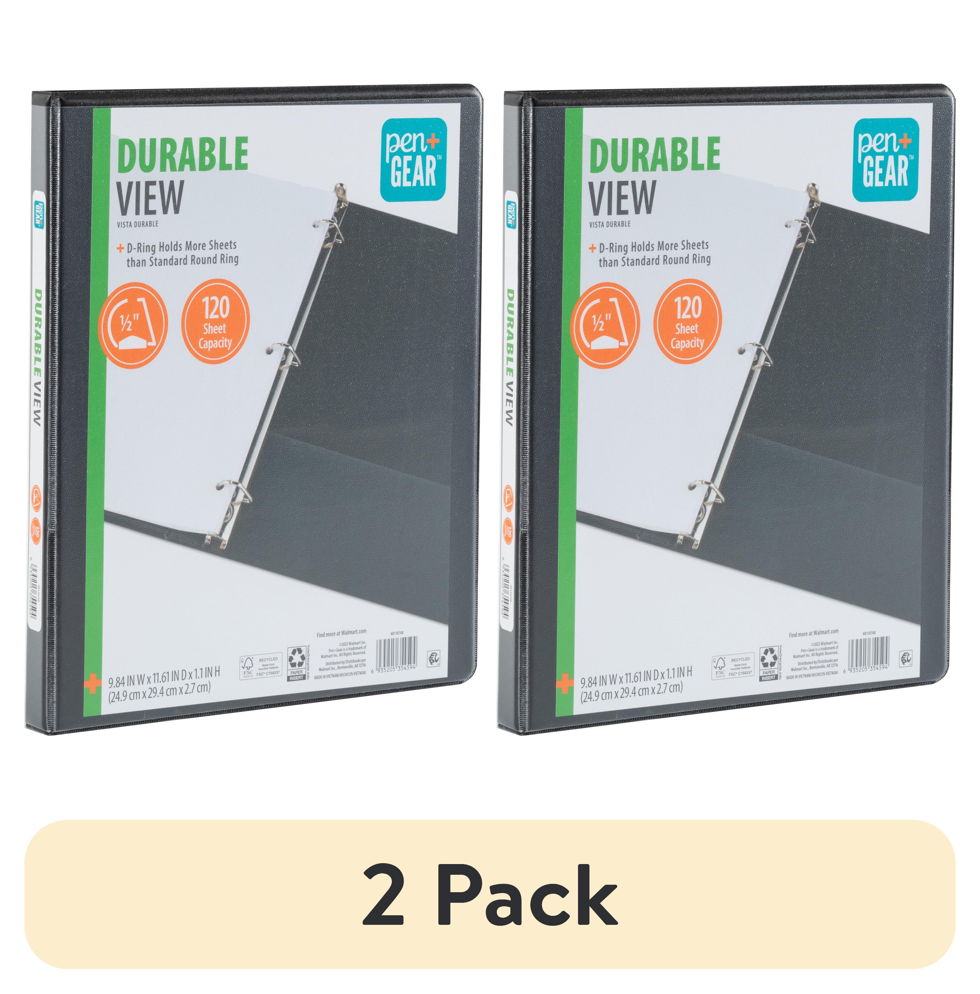 (2 pack) Pen Gear Durable View Binder, 1/2‑Inch D‑Ring, Black, 1‑Pack ...