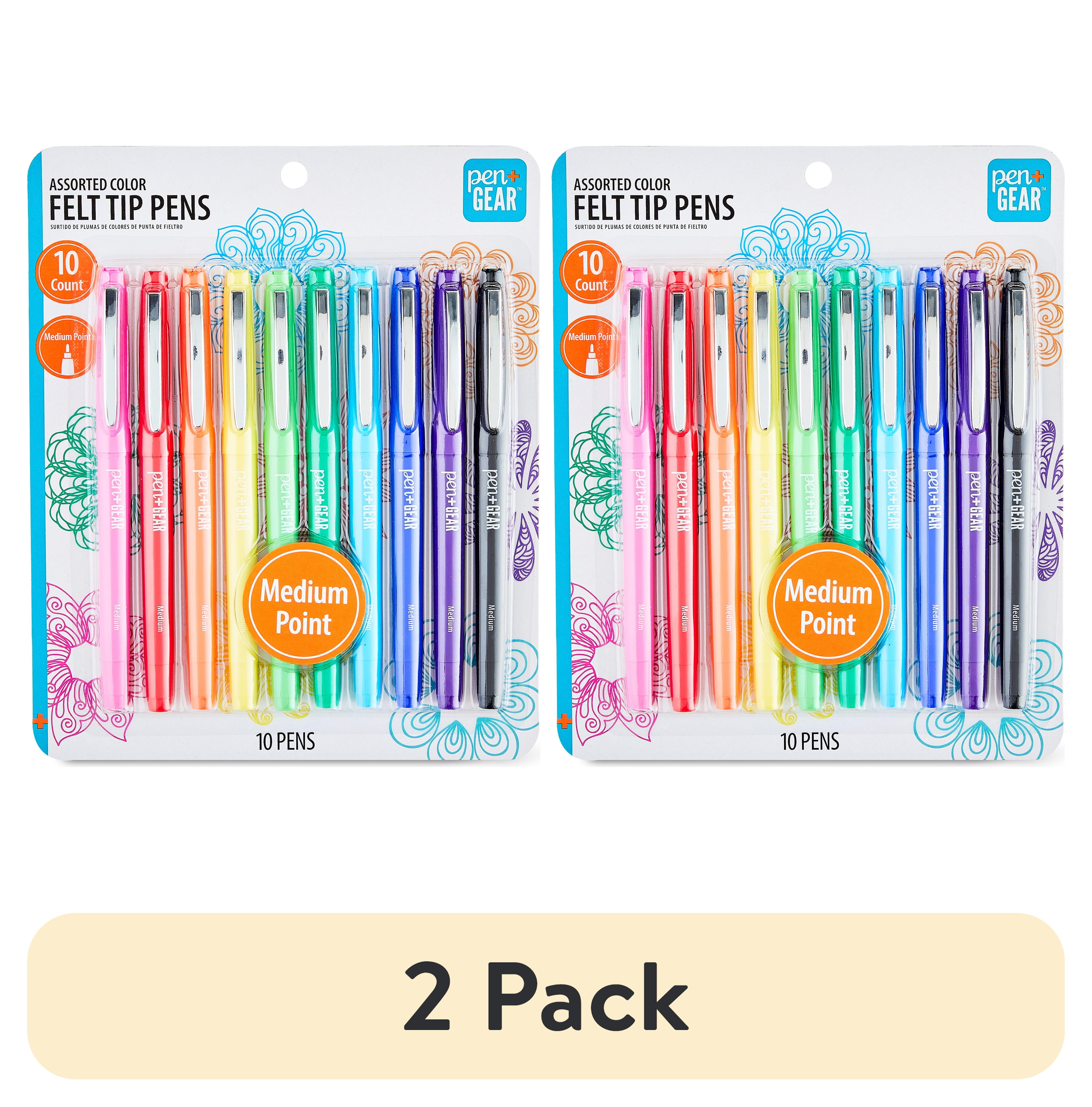 (2 pack) Pen+Gear Medium Point Felt-Tip Pens, Assorted Colors, 10 Count ...