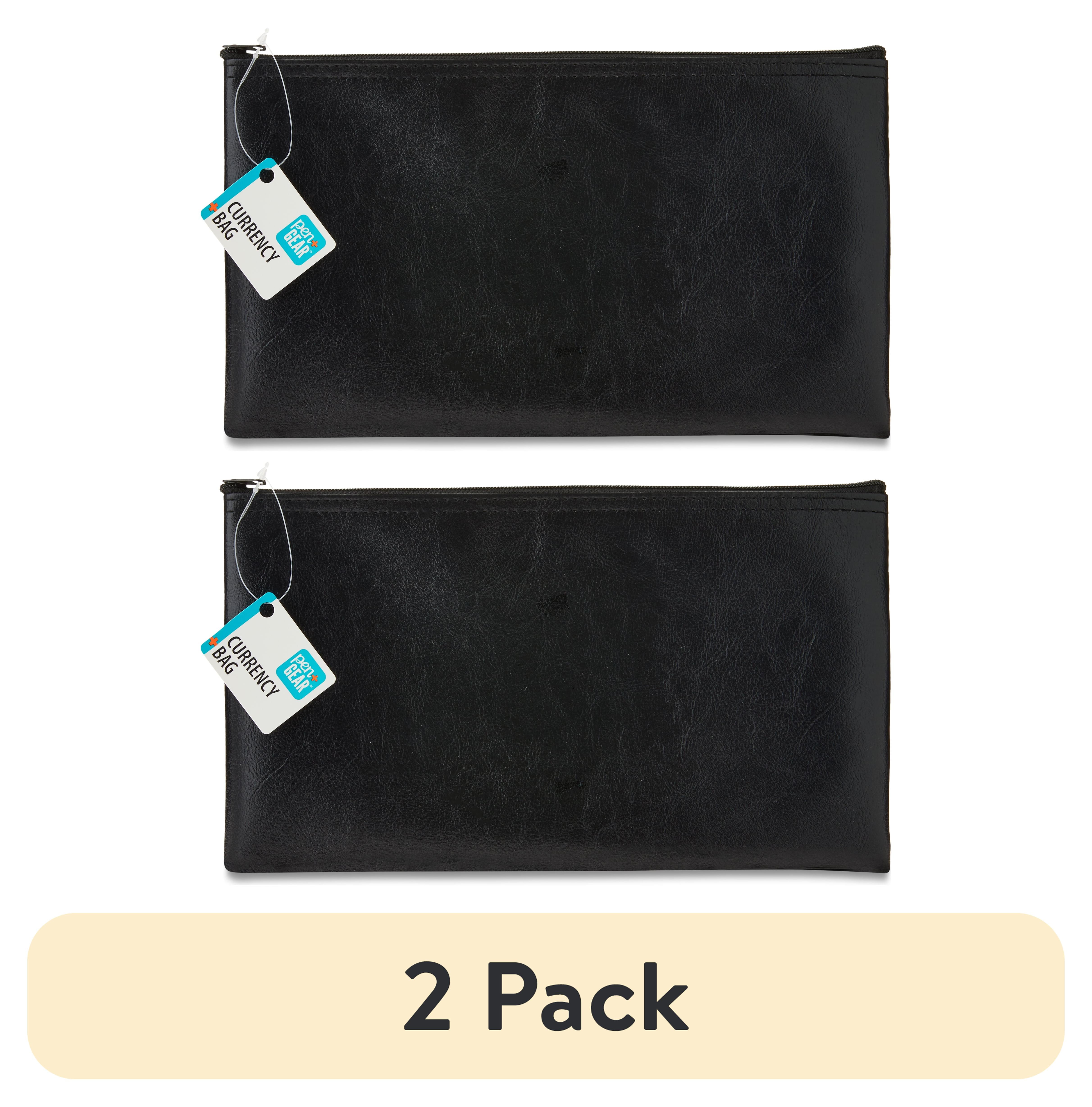 (2 pack) Pen + Gear Money Bag with Zipper, 10.6" x 6.3", Black ...