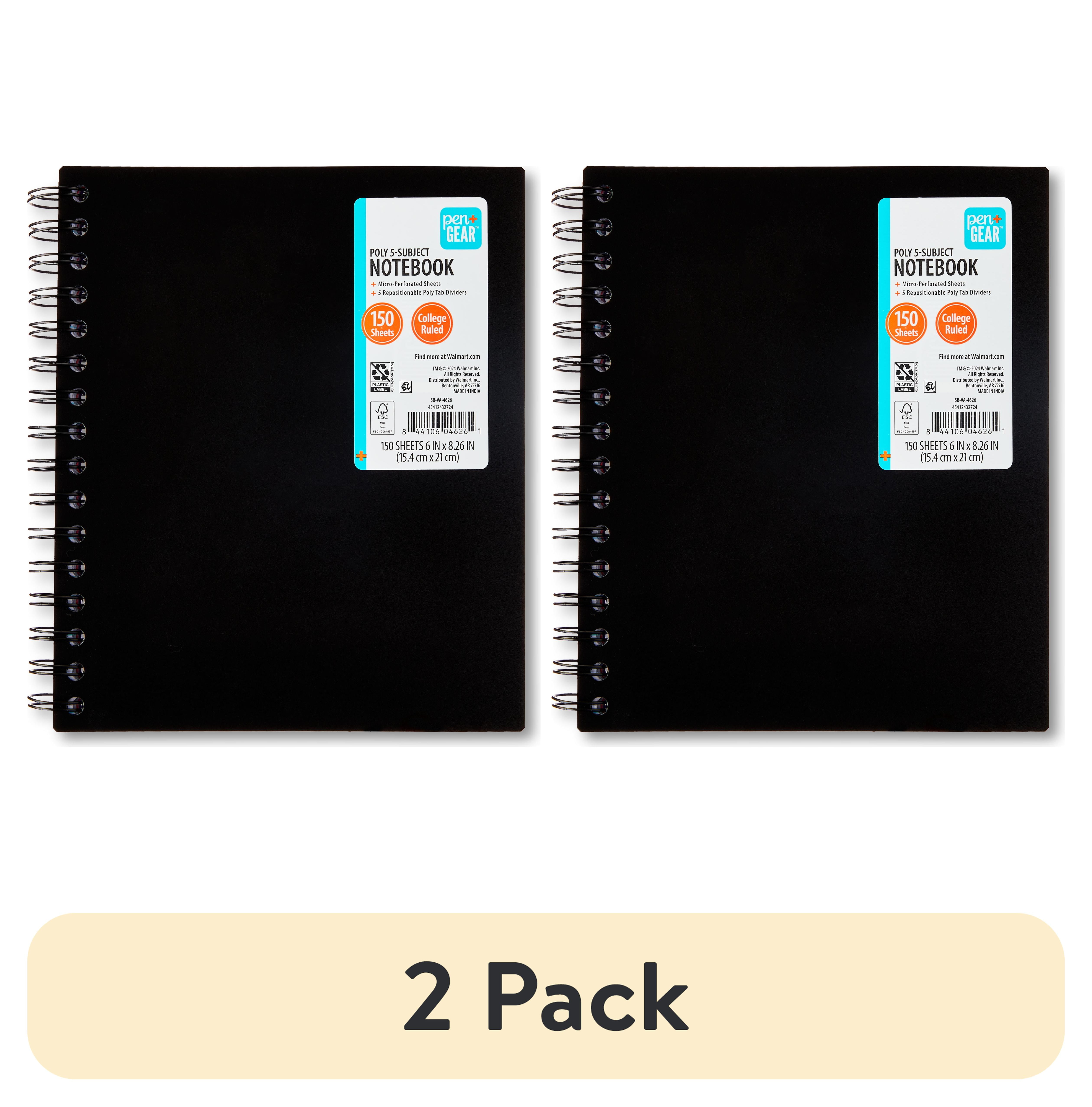 (2 pack) Pen+Gear College Ruled 5-Subject Poly Notebook, 6" x 8.26 ...