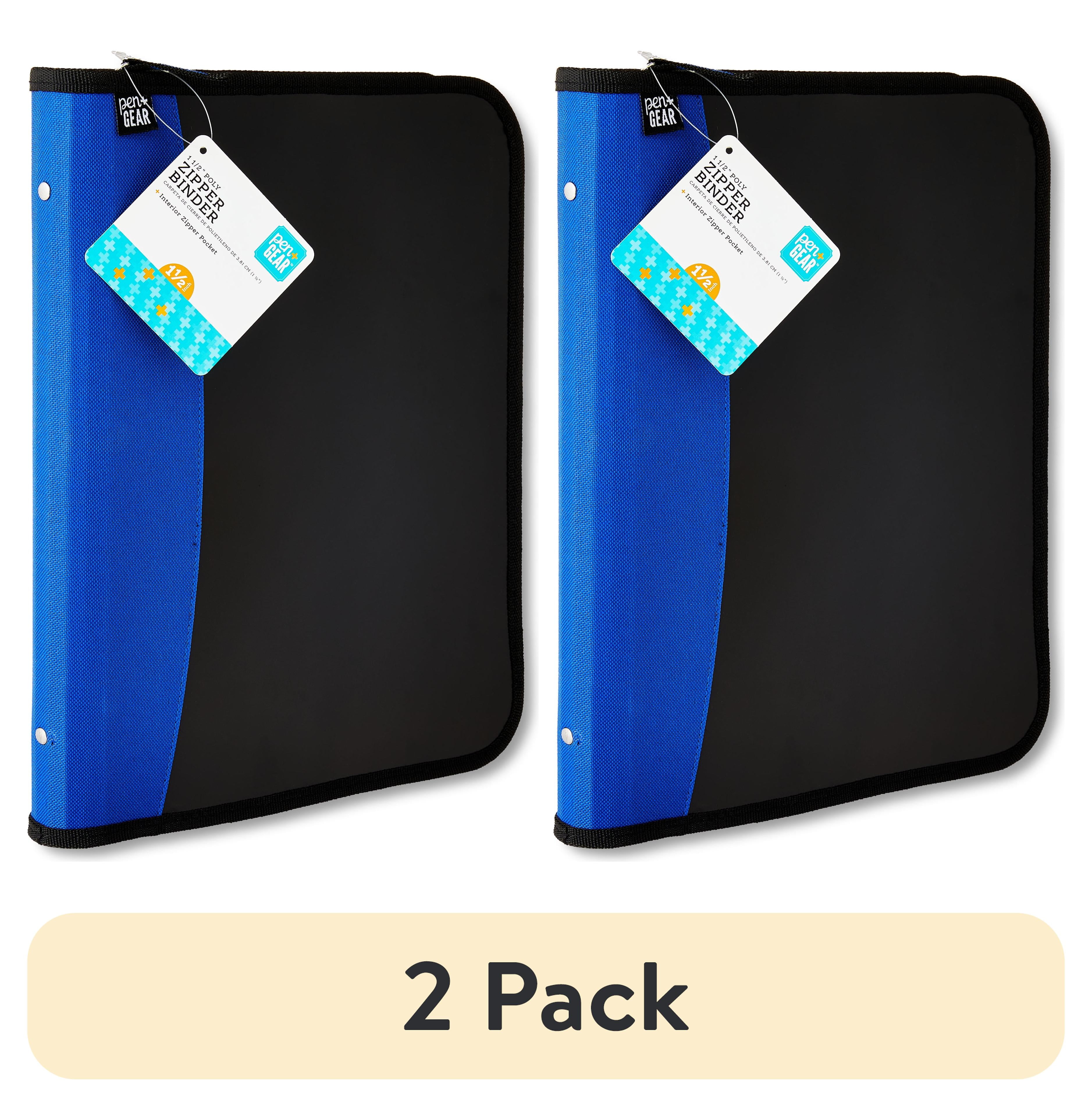 (2 pack) Pen+Gear Poly Zipper Binder, 1.5" Round 3 Ring , 10.75" x 1.75 ...