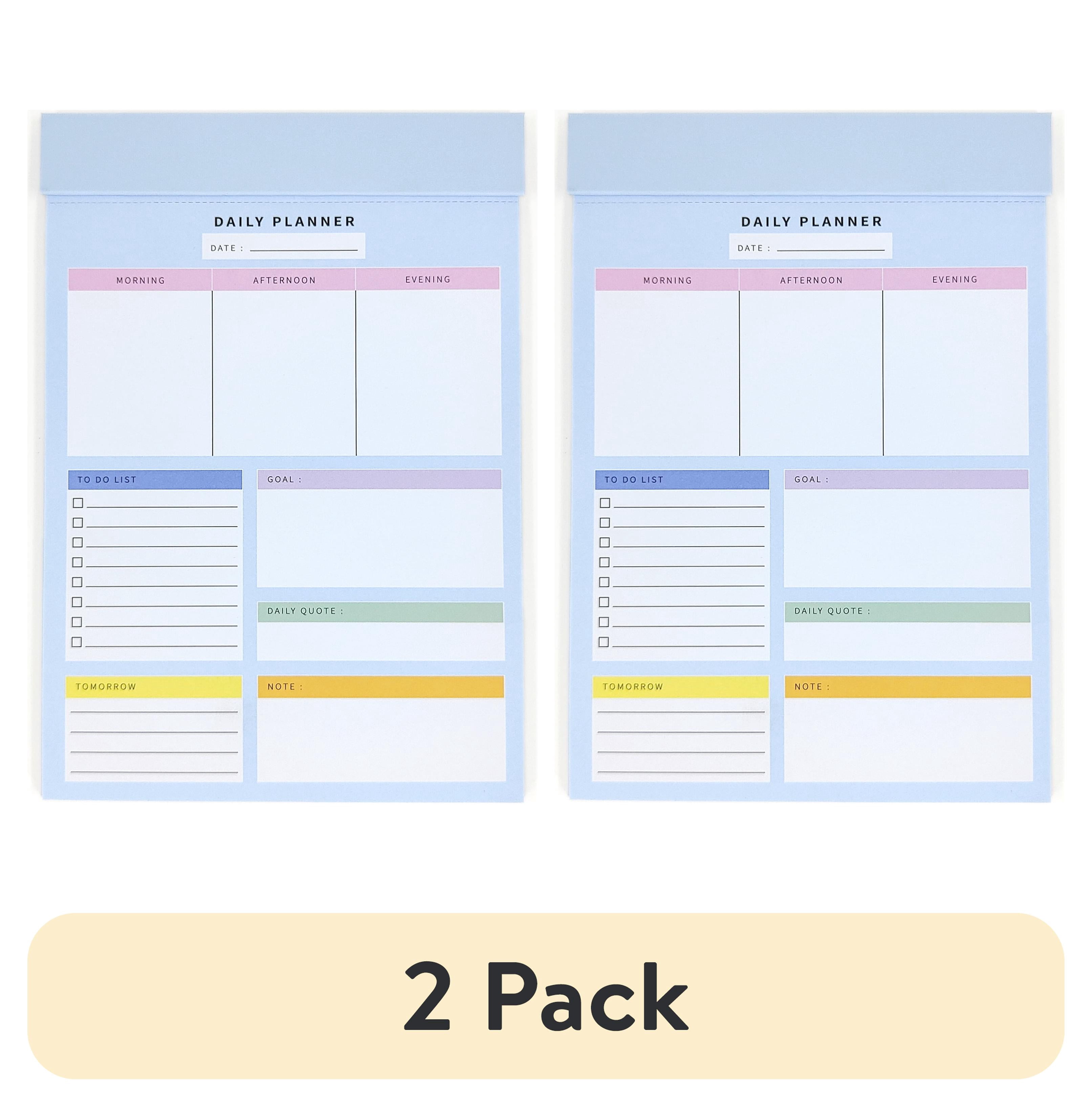 (2 pack) Pen+Gear Undated Daily Planner Pad, 60 Sheets, Multi-Color, 5. ...
