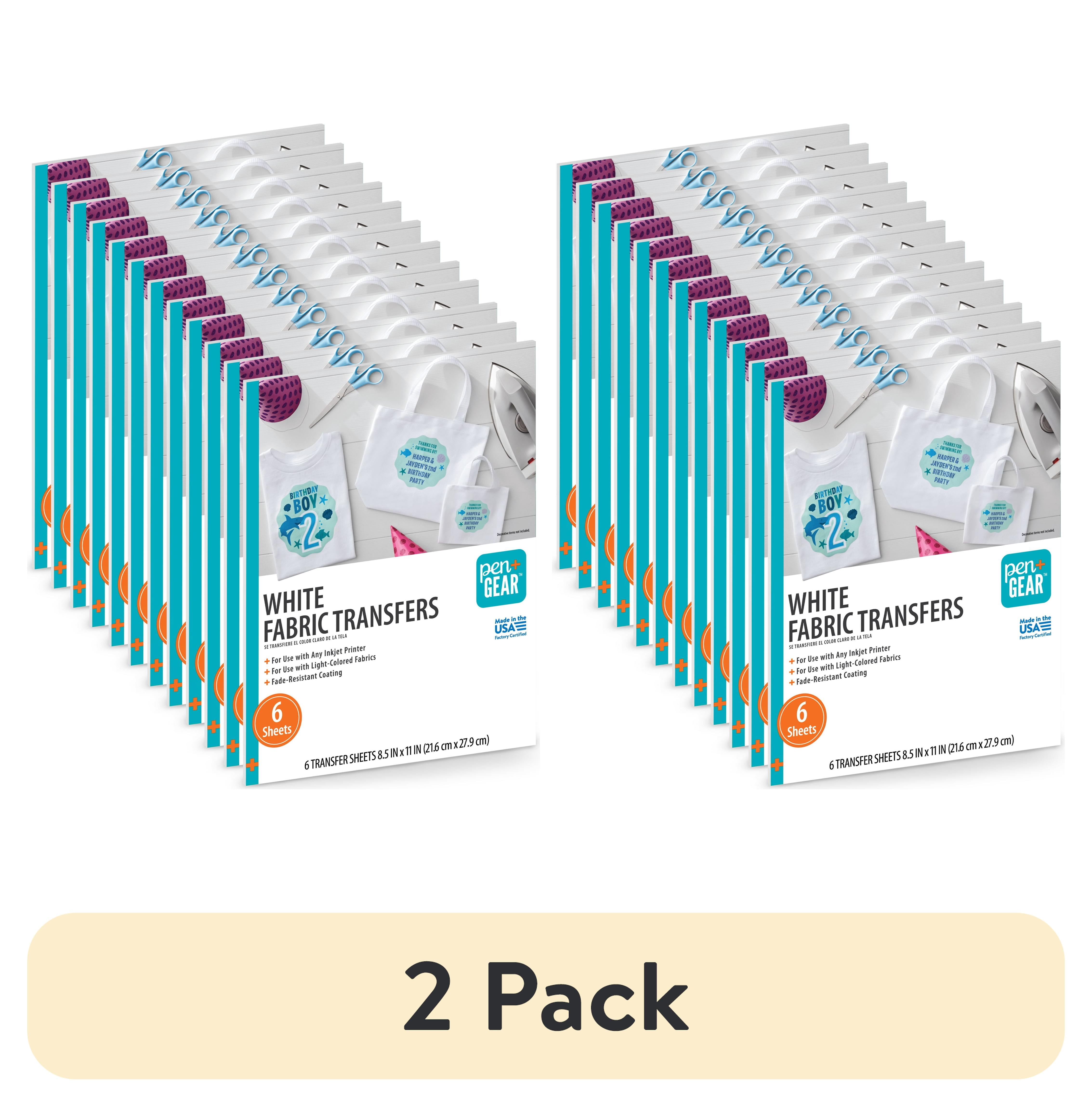 (2 pack) Pen+Gear White Fabric Transfer Paper, Inkjet Printable, 8.5" x ...