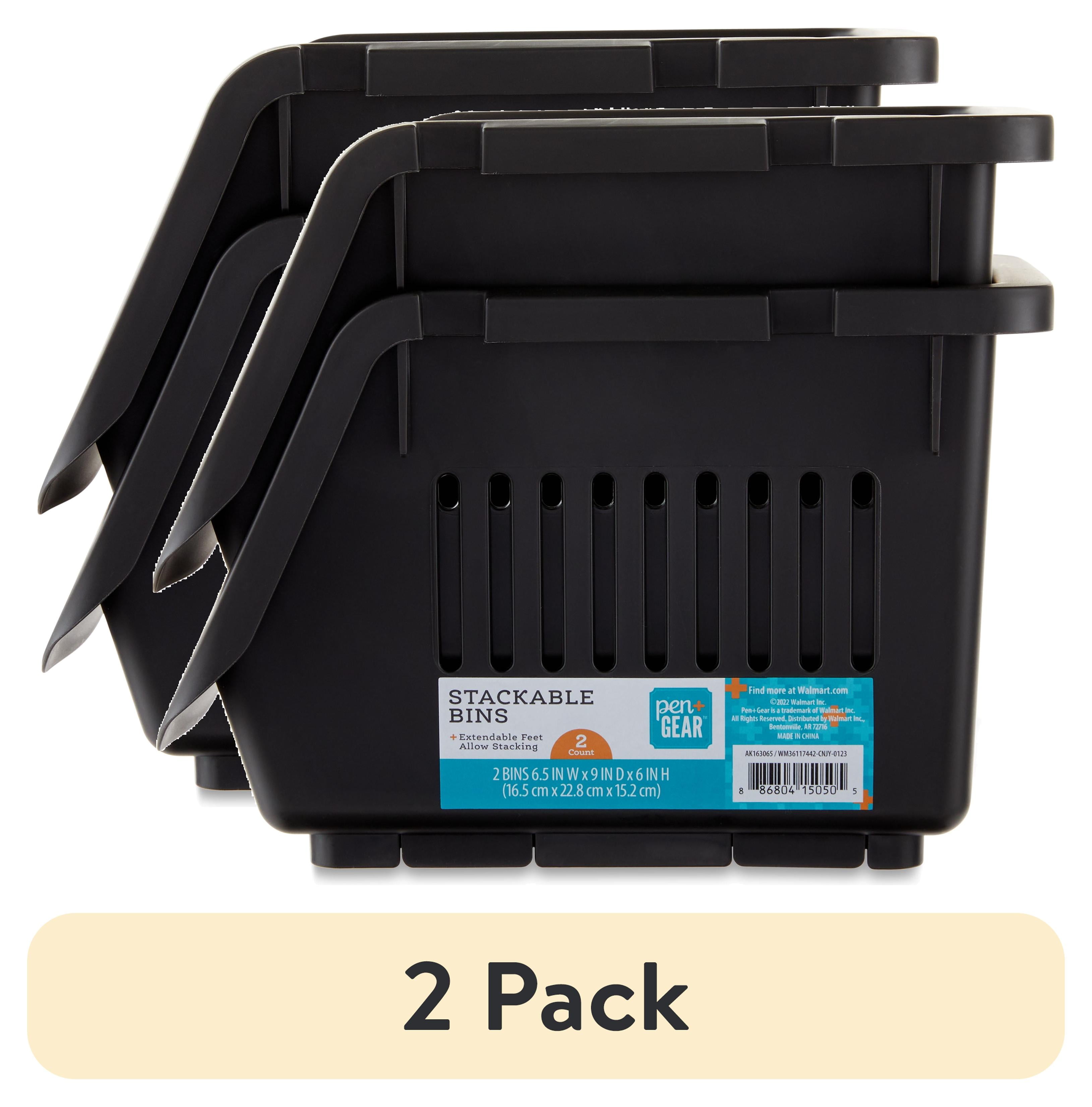 (2 pack) Pen and Gear Stackable Storage Bins, Black, 2 Count - Walmart.com