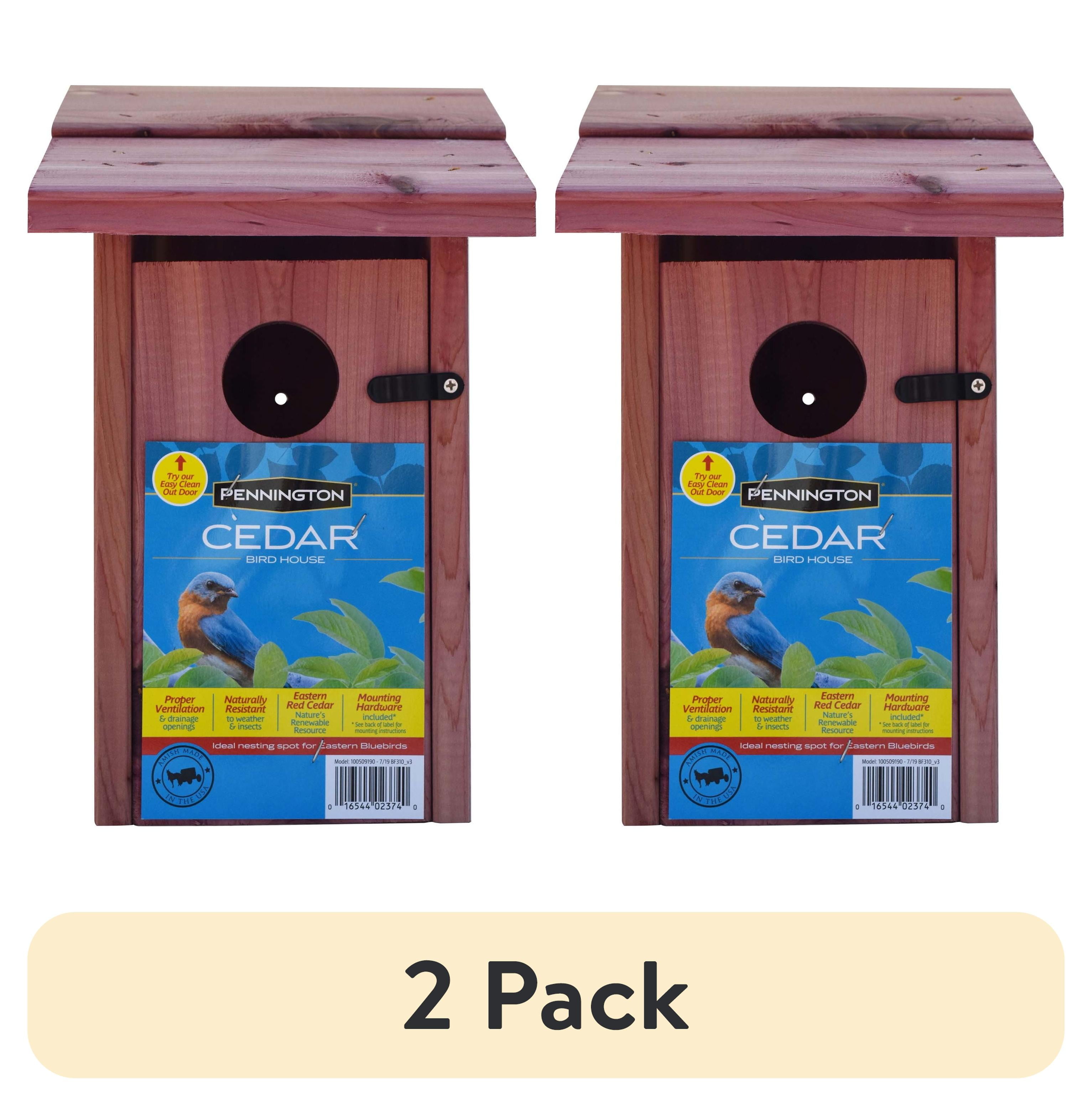 (2 pack) Pennington Red Cedar Bluebird Wild Bird House, 1 Pack ...