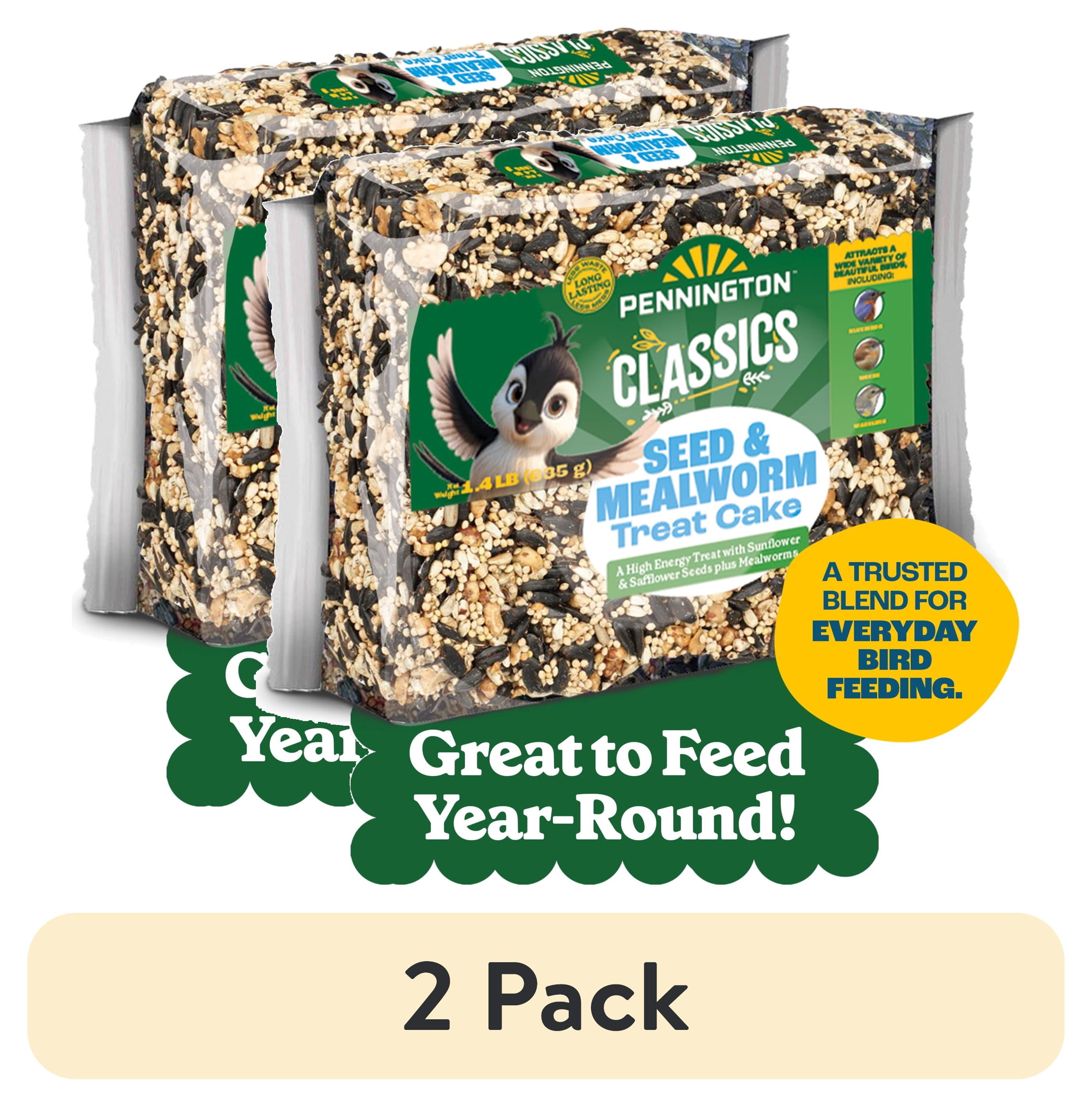(2 pack) Pennington Seed & Mealworm Treat Cake, Wild Bird Feed, 1.4 lb ...