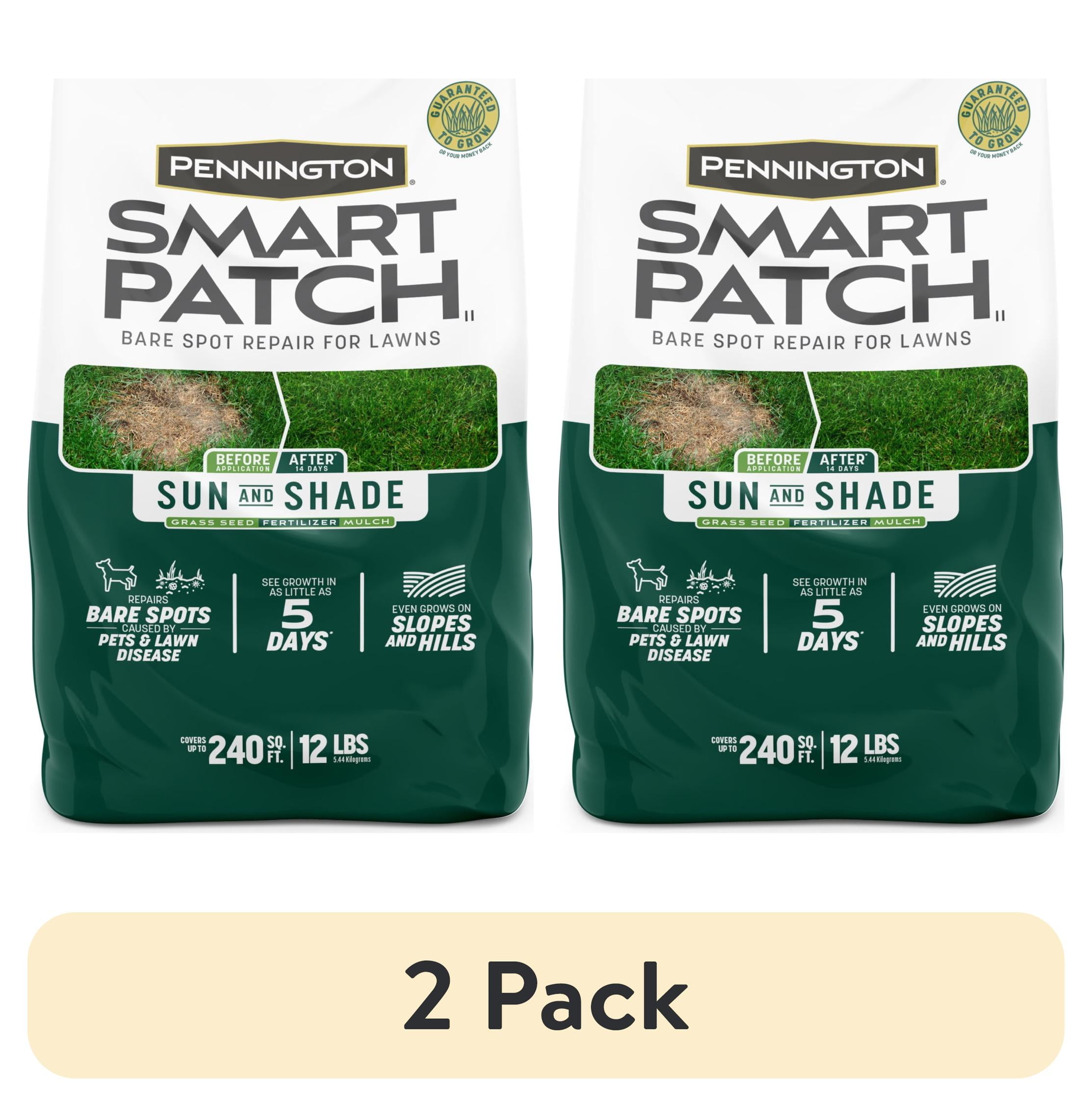 (2 pack) Pennington Smart Patch Sun and Shade Grass Seed Mix, for Sun ...