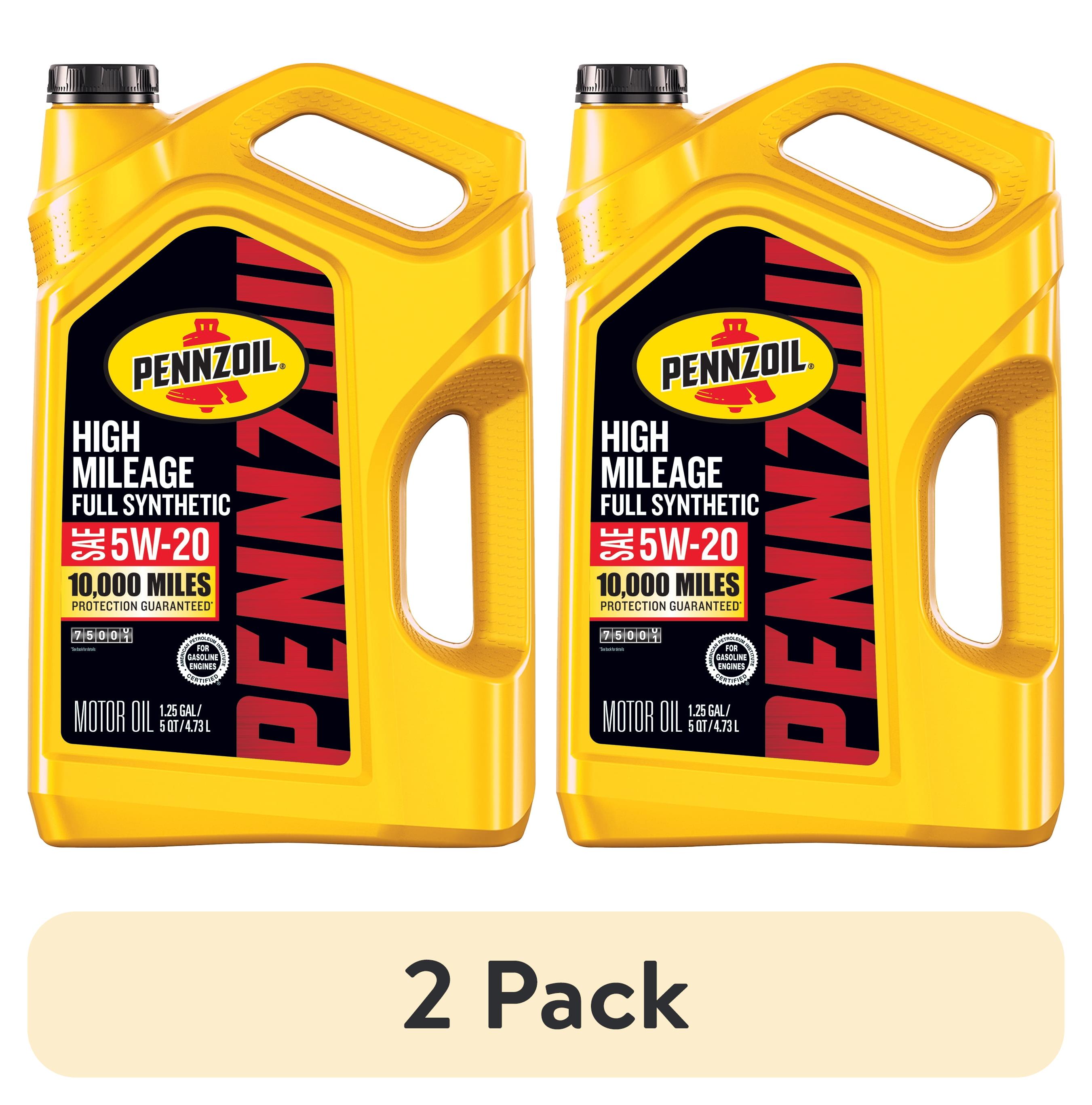 (2 pack) Pennzoil High Mileage Full Synthetic 5W-20 Motor Oil, 5 Quart ...