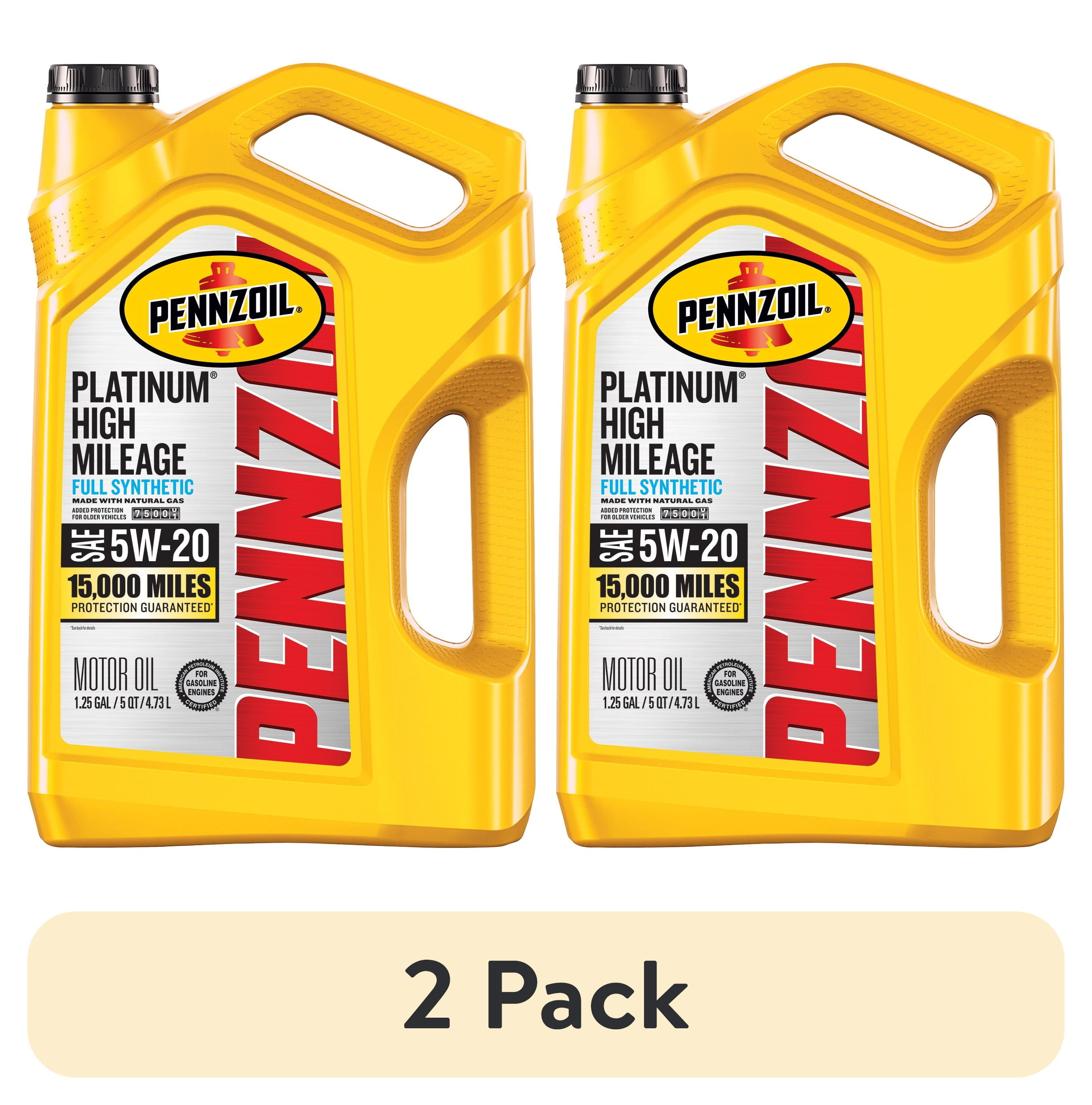 (2 pack) Pennzoil Platinum High Mileage Full Synthetic 5W-20 Motor Oil, 5 Quart - Walmart.com