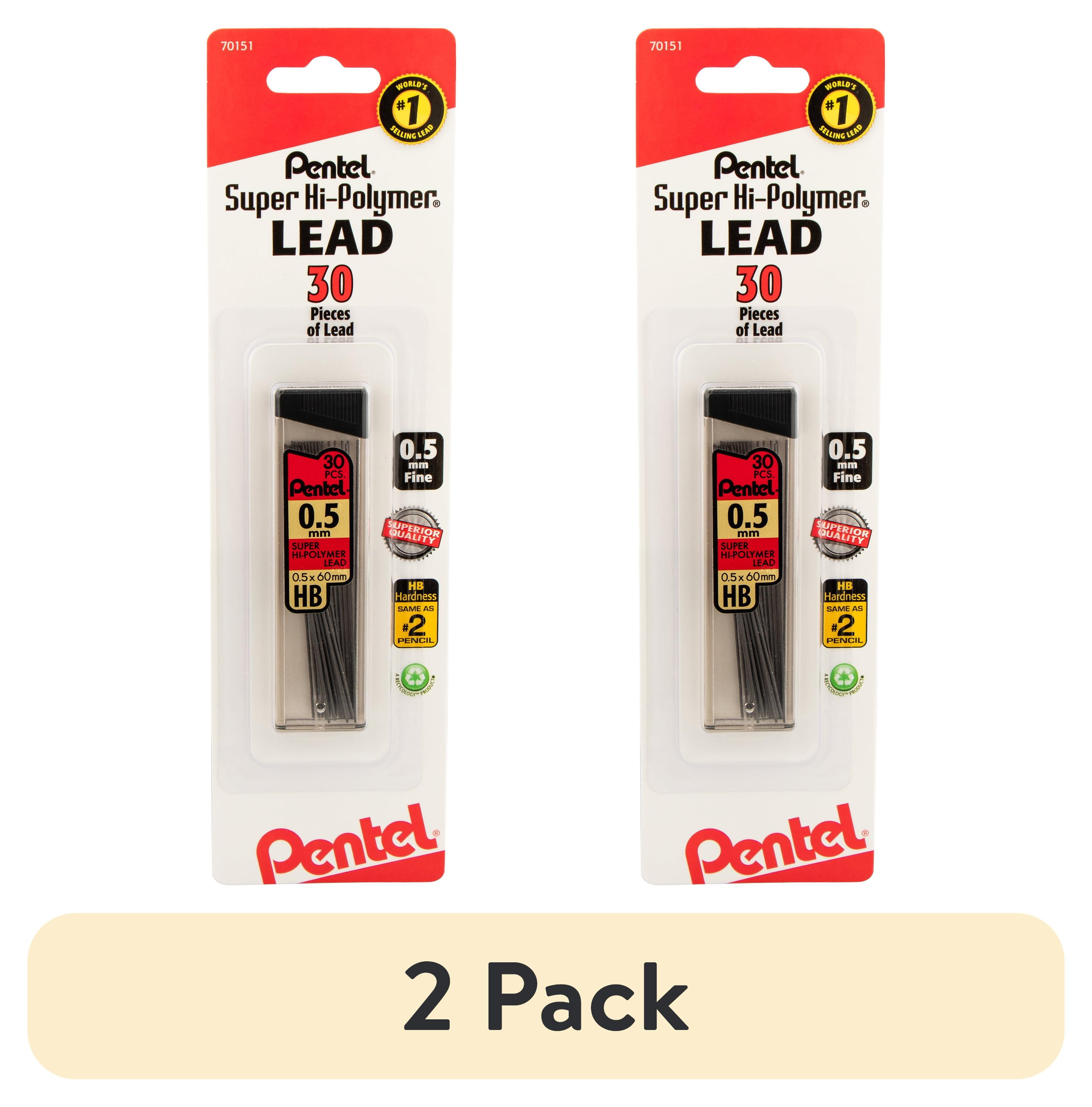 (2 pack) Pentel Super Hi-Polymer Mechanical Pencil Refill Lead, 0.5mm ...