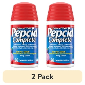 Pepcid Complete, 100 Chewable Tablets, Daily Antacid for Heartburn ...