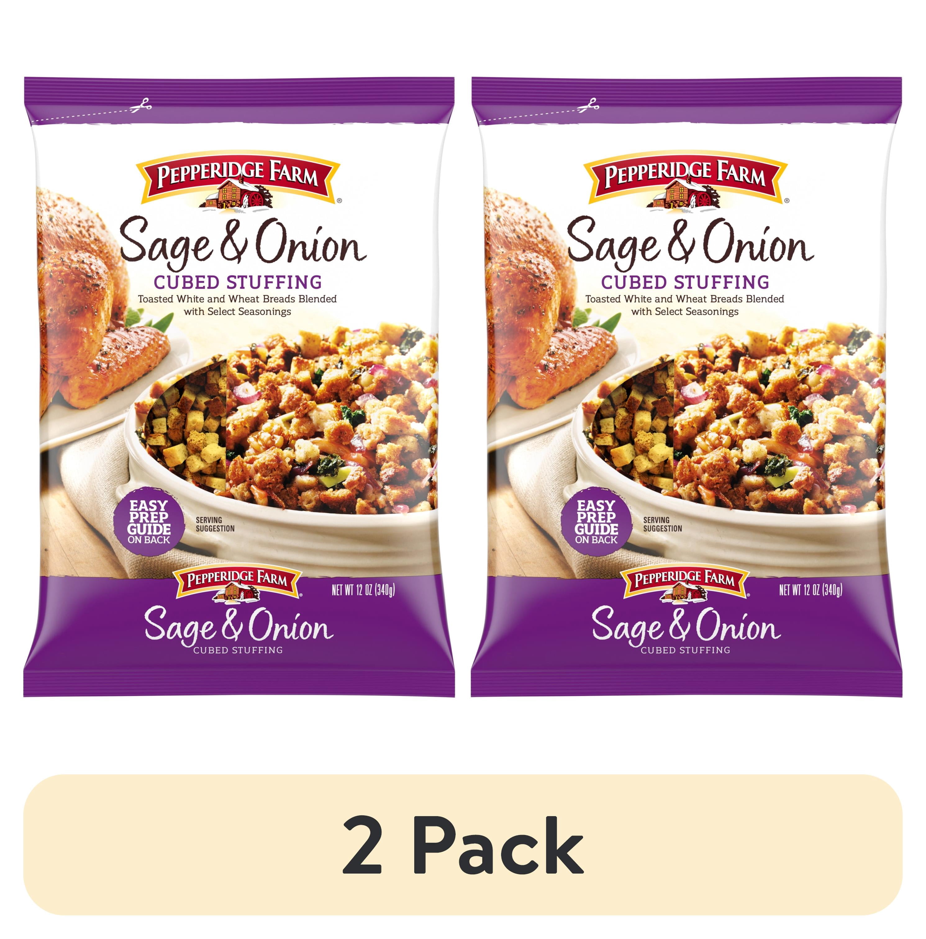 (2 pack) Pepperidge Farm Sage & Onion Cubed Stuffing, 12 oz. Bag ...