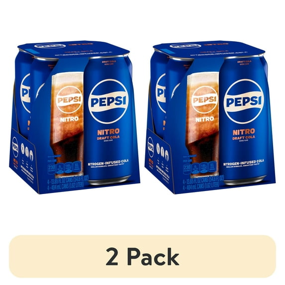 (2 pack) Pepsi Nitro, Draft Cola, Soda Pop, 13.65oz Can (Single Can ...