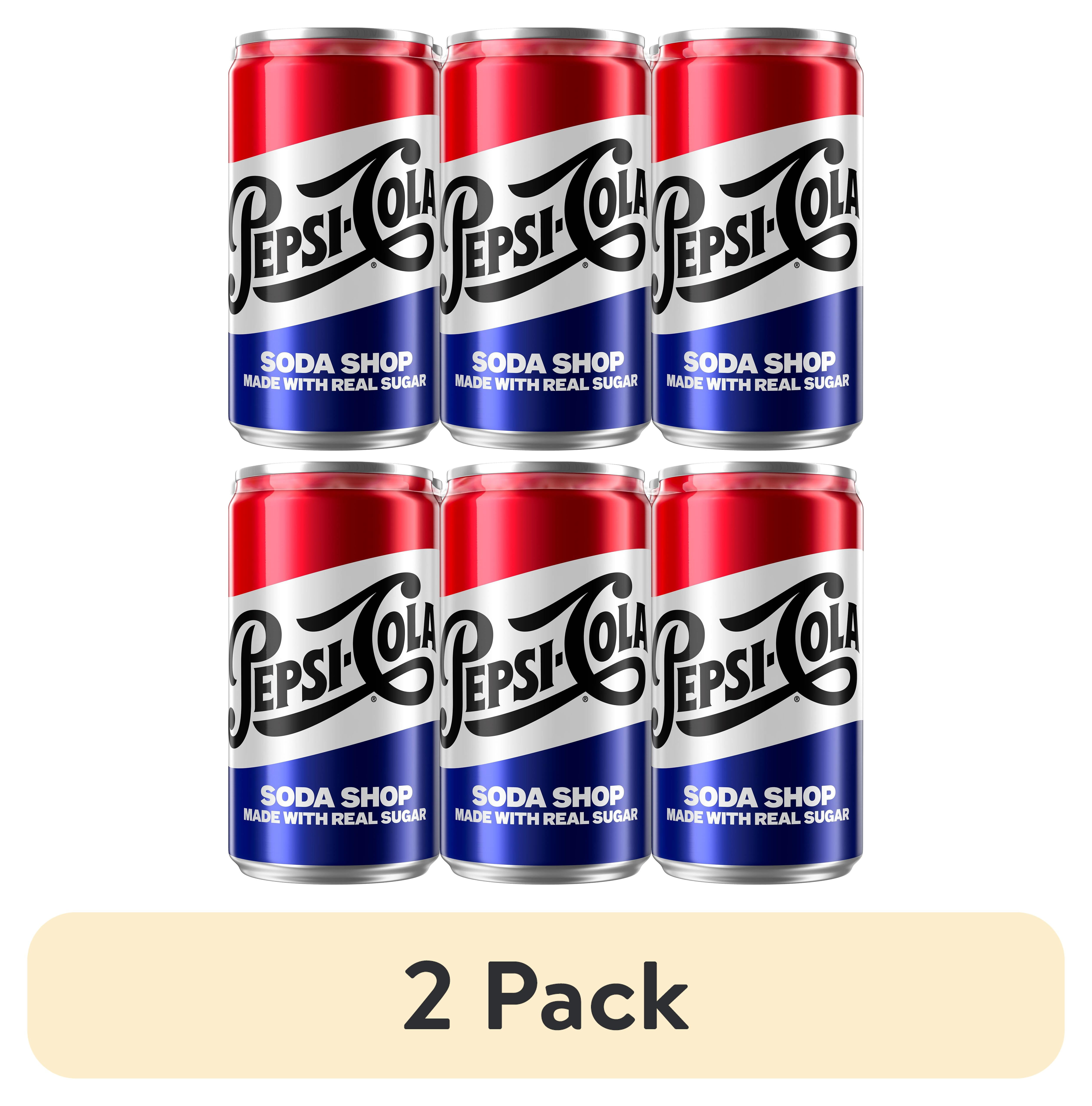 (2 pack) Pepsi Real Sugar Soda Pop, Mini Cans, 7.5oz Mini Cans, (6 Pack ...
