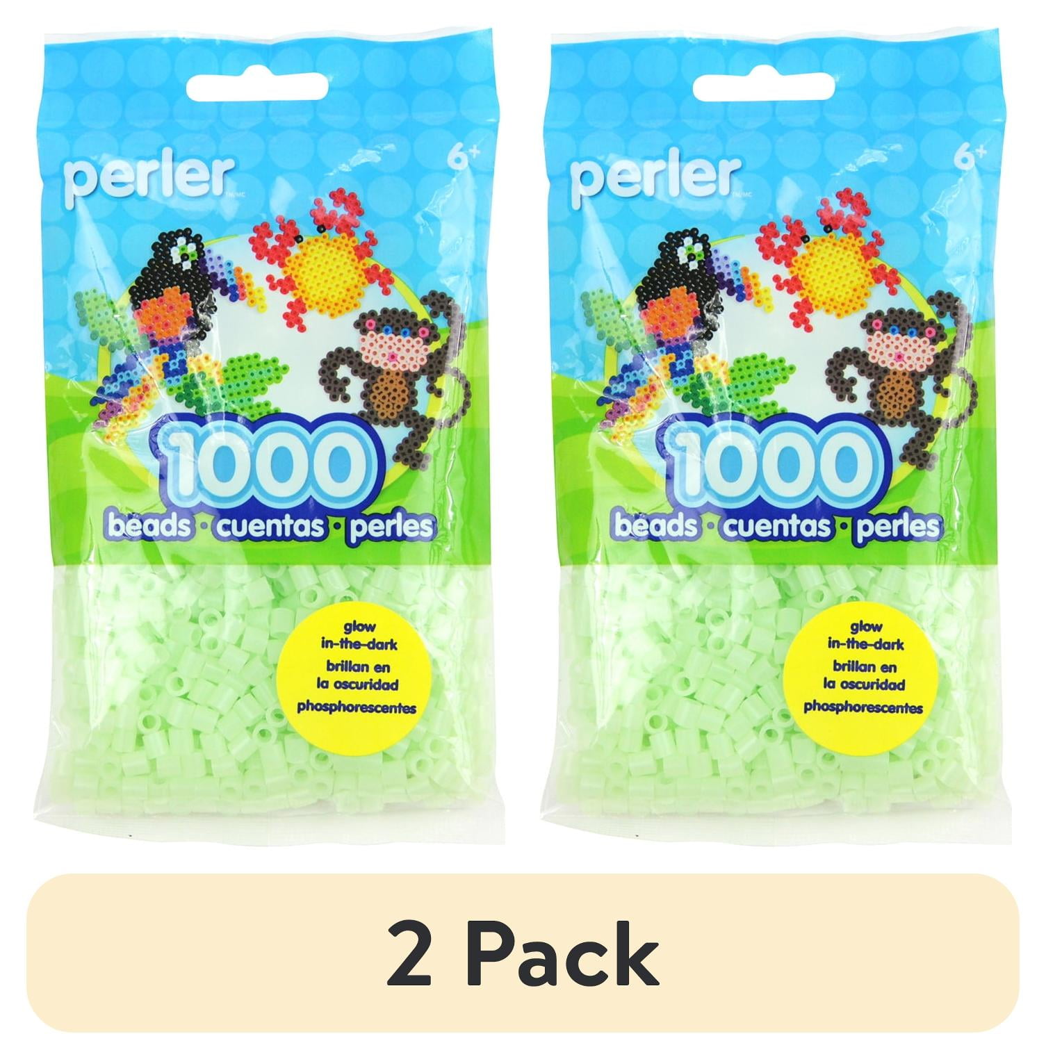 (2 pack) Perler Beads 1,000/Pkg-Glow Green - Walmart.com