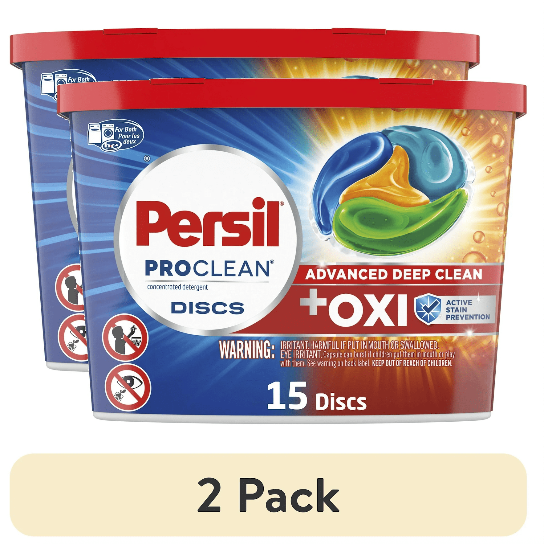 (2 pack) Persil Discs Laundry Detergent Pacs, Oxi, 15 Count - Walmart.com