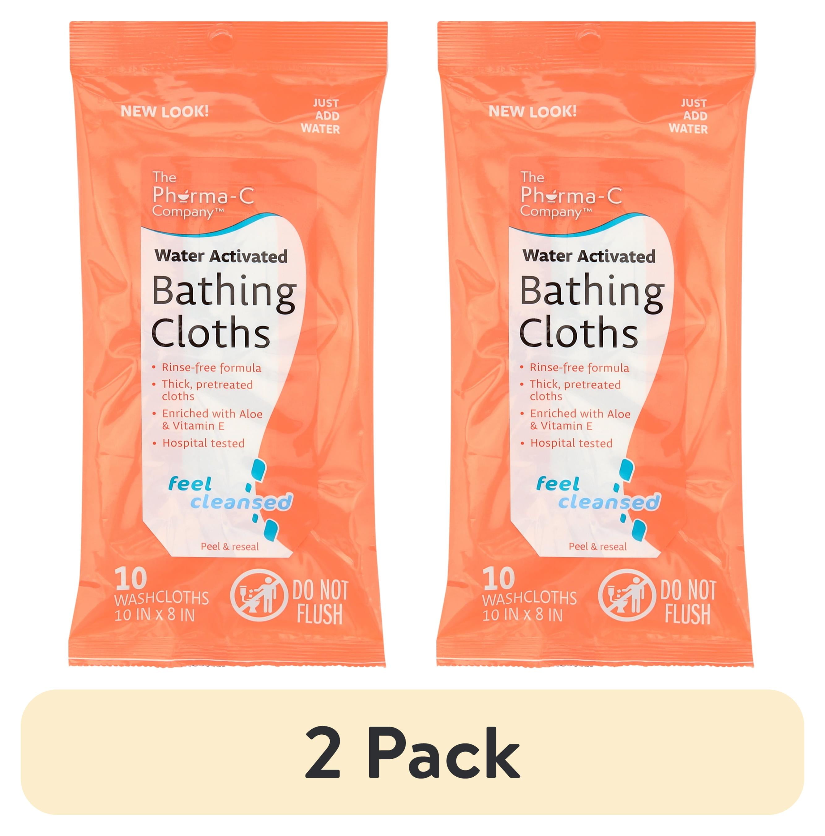 (2 pack) Pharma-C Water-Activated No-Rinse Bathing Cloths, Fresh Scent ...