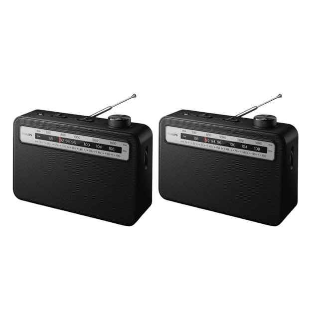 (2 pack) Philips 2000 Series AC/Battery-Operated AM FM Radio Portable ...