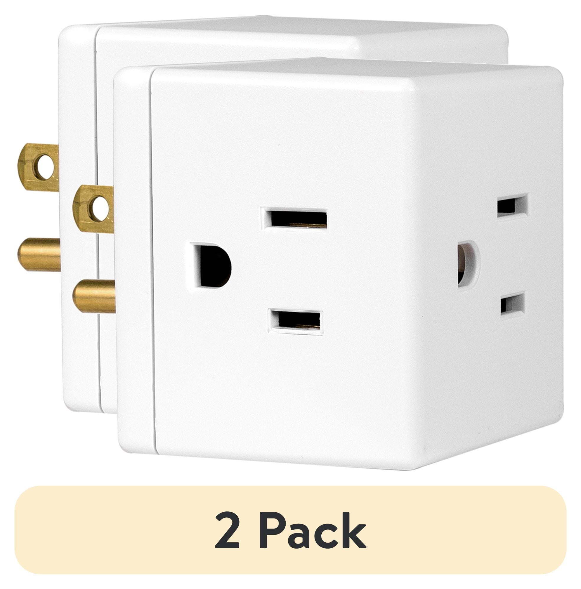 (2 pack) Philips 3-Outlet Cube Tap, 15A/125VAC/1875W, White, 2-Pack ...