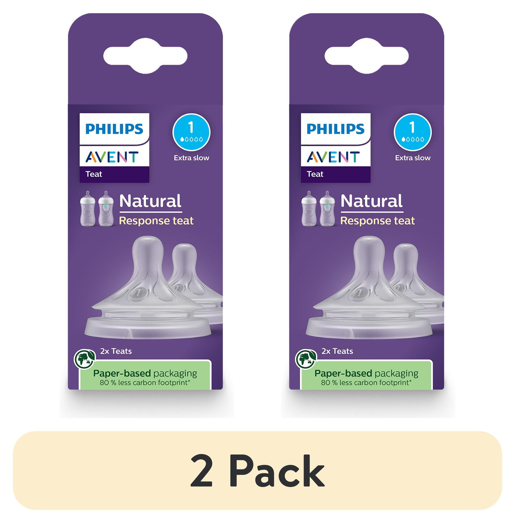 (2 pack) Philips Avent Natural Response Nipples, Extra Slow Flow (Flow ...