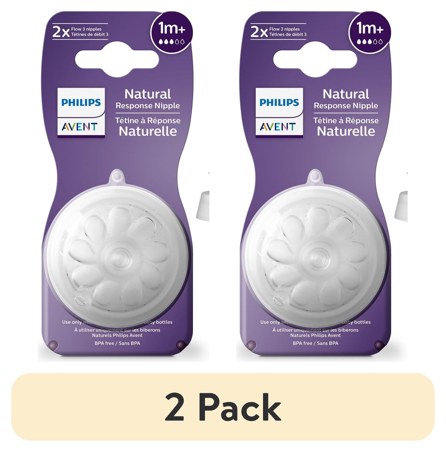 (2 pack) Philips Avent Natural Response Nipple Flow 3, 1M+, 2pk, SCY963 ...