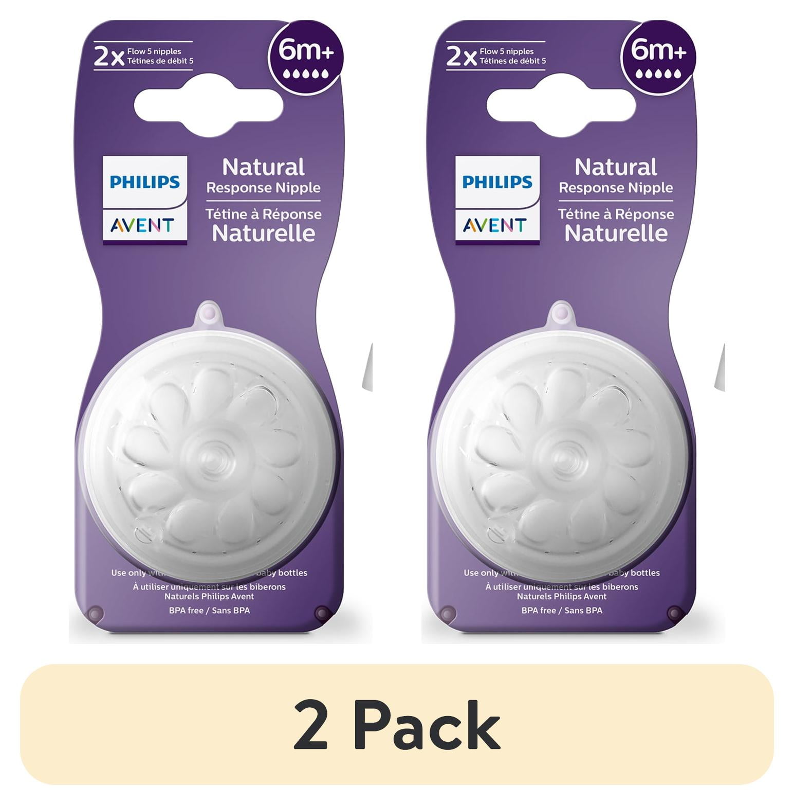 (2 pack) Philips Avent Natural Response Nipples, Extra Fast Flow (Flow ...