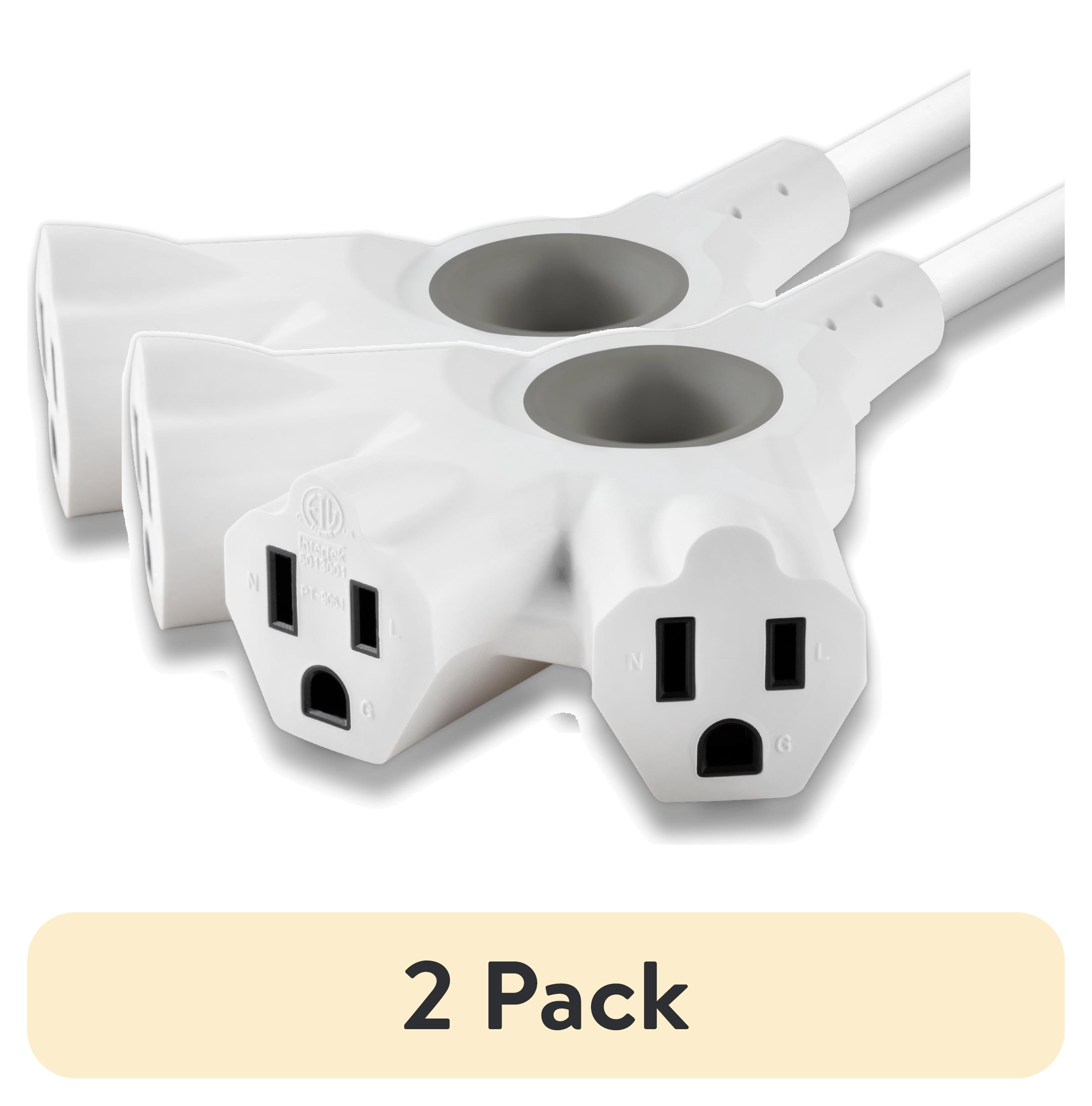 (2 pack) Philips 3-Outlet Grounded Extension Cord, Indoor/Outdoor, 16 ...