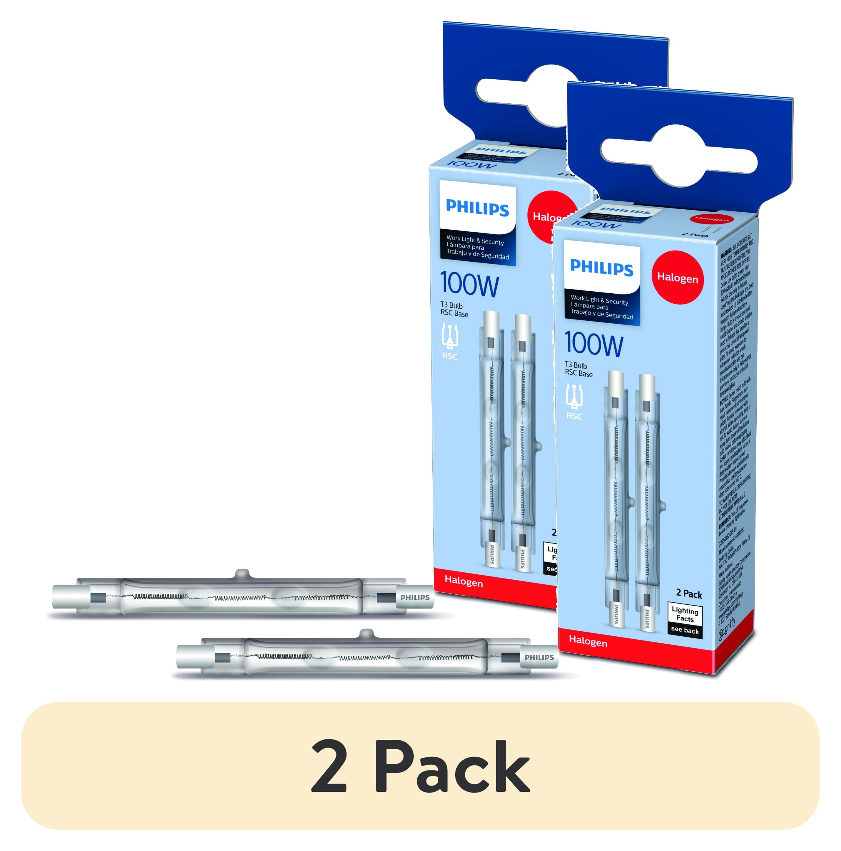 (2 pack) Philips Halogen T3 100-Watt Work and Security Light Bulb ...