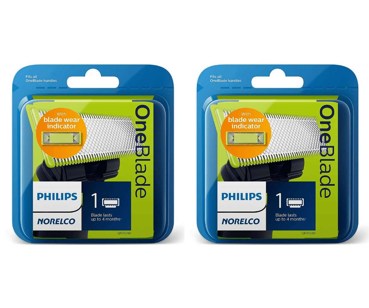 (2 pack) Philips Norelco OneBlade Replacement Blade, 1 Count, QP210/80 ...