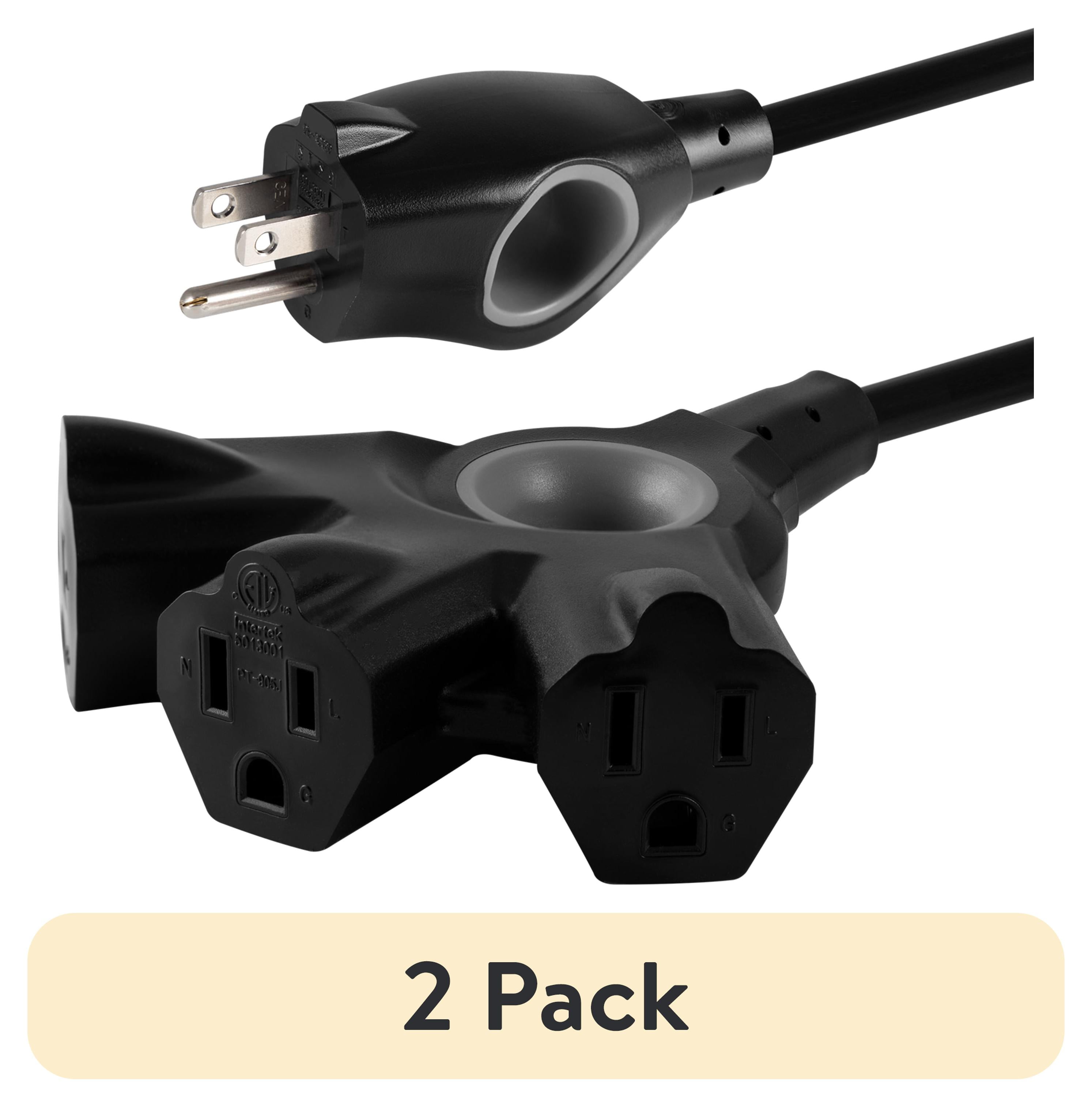 (2 pack) Philips Outdoor Extension Cord, 3 Outlet, 16 Gauge, 15ft, 13A ...