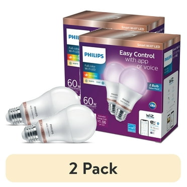 Philips Smart LED 60-Watt A19 General Purpose Light Bulb, Frosted Color ...