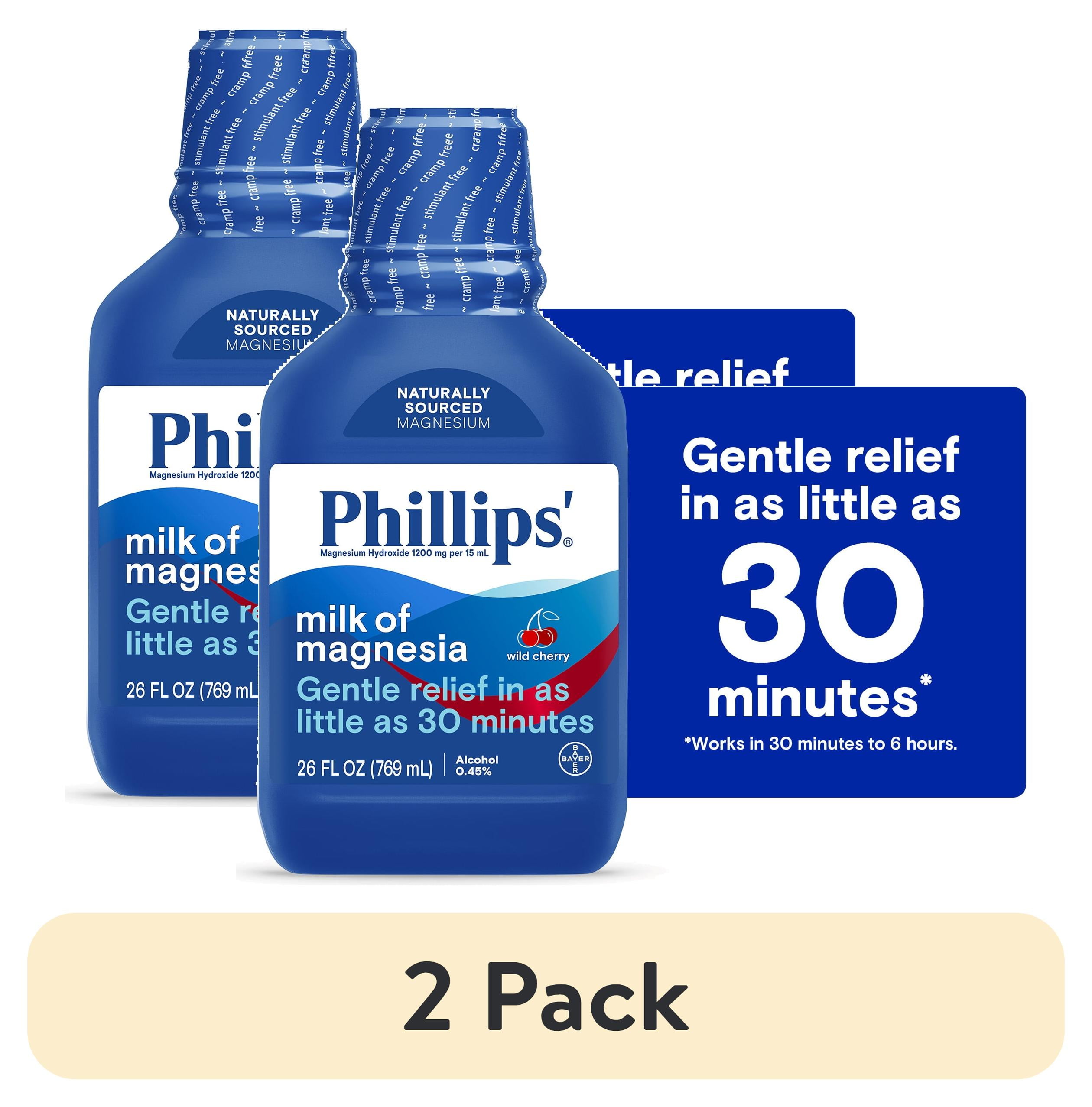 (2 pack) Phillips' Milk of Magnesia Liquid Laxative, Wild Cherry Flavor ...