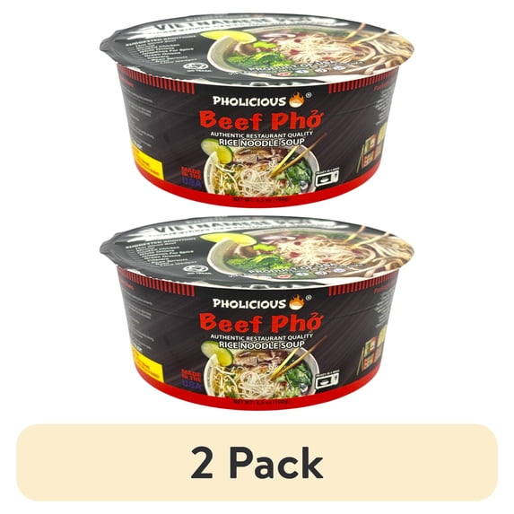(2 pack) Pholicious Instant Beef Pho, Vietnamese Rice Noodle Soup ...