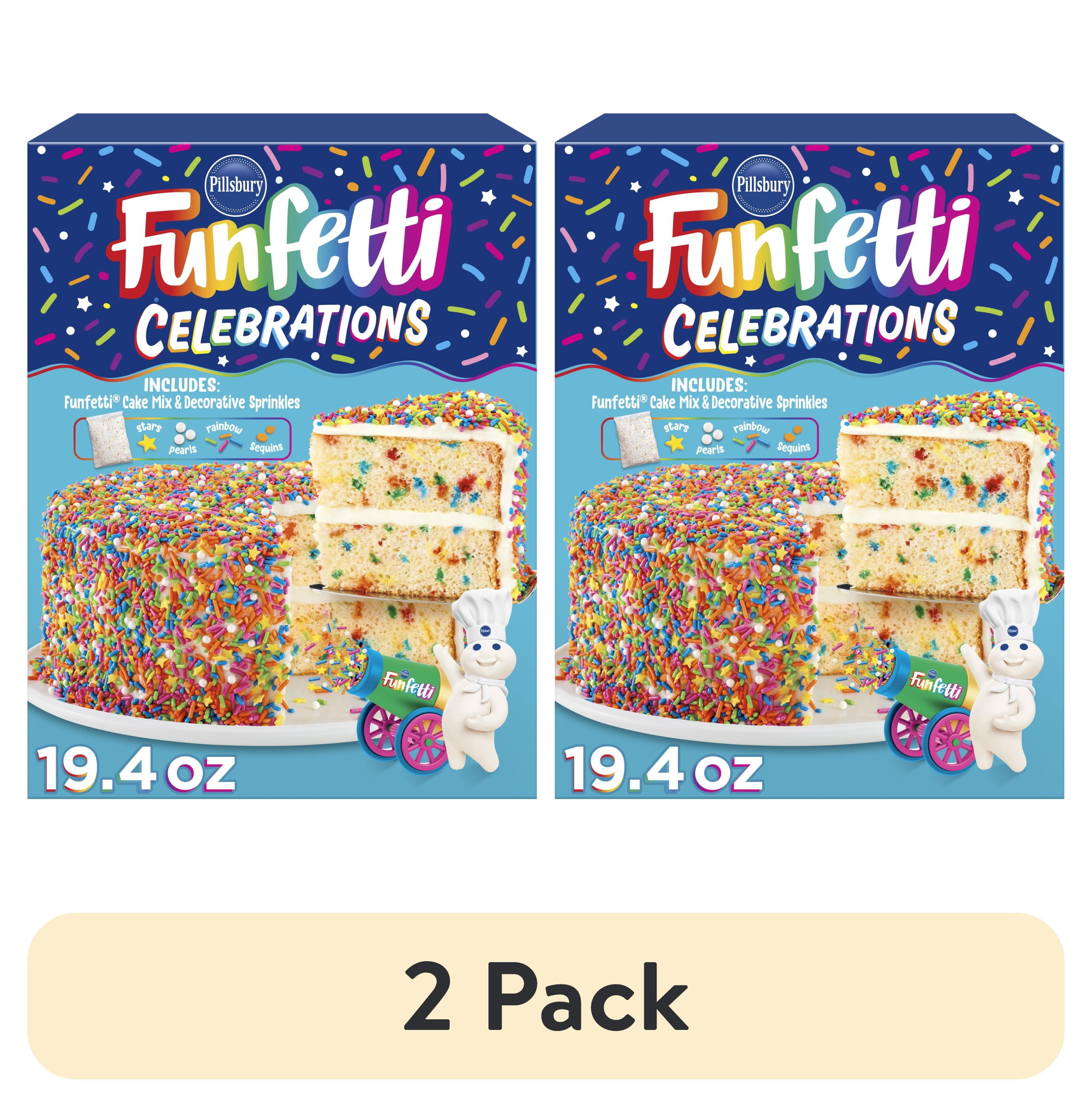 (2 pack) Pillsbury Funfetti Celebration Cake Mix, 19.4 oz Box - Walmart.com