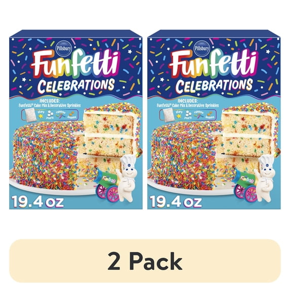 (2 pack) Pillsbury Funfetti Celebration Cake Mix, 19.4 oz Box - Walmart.com