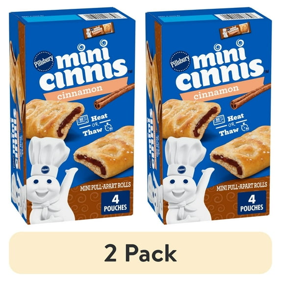 (2 pack) Pillsbury Mini Cinnis, Pull-Apart Cinnamon Rolls, 4 Rolls, 9. ...
