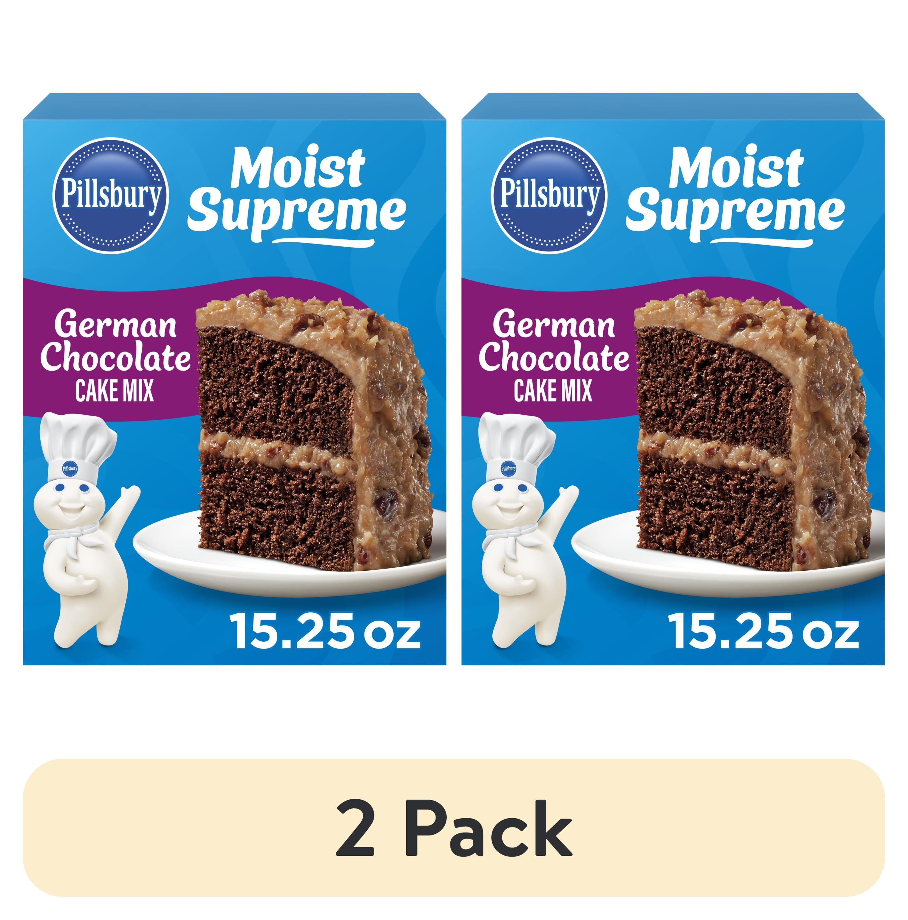 (2 pack) Pillsbury Moist Supreme German Chocolate Cake Mix, 15.25 oz ...