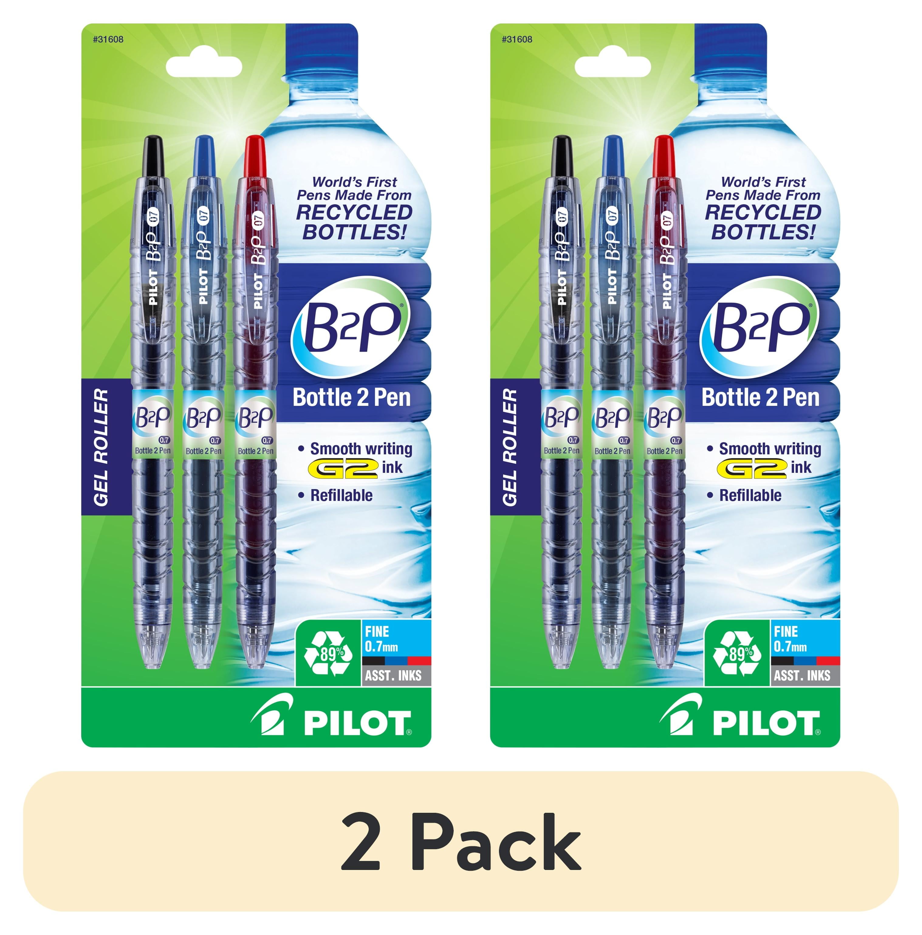 (2 pack) Pilot B2P Bottle-2-Pen Retractable Gel Ink Pen, Fine Point, Assorted Ink, 3 Count ...
