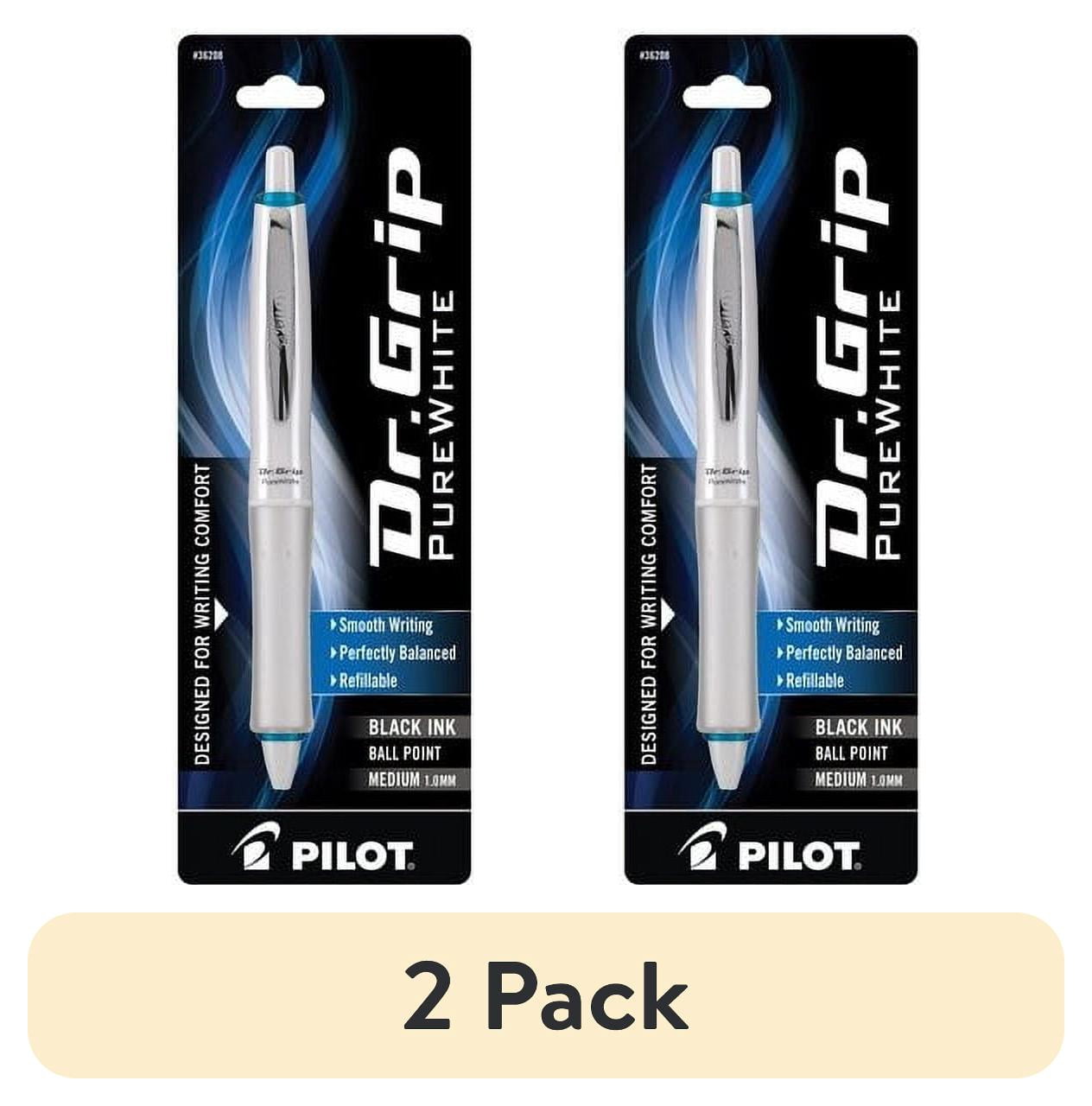(2 pack) Pilot Dr. Grip PureWhite Ergonomic Retractable Ballpoint Pen ...