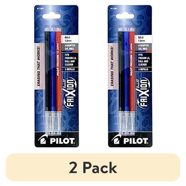 (2 pack) Pilot FriXion Ball Erasable Gel Ink Refills, 1.0mm, Bold Point ...