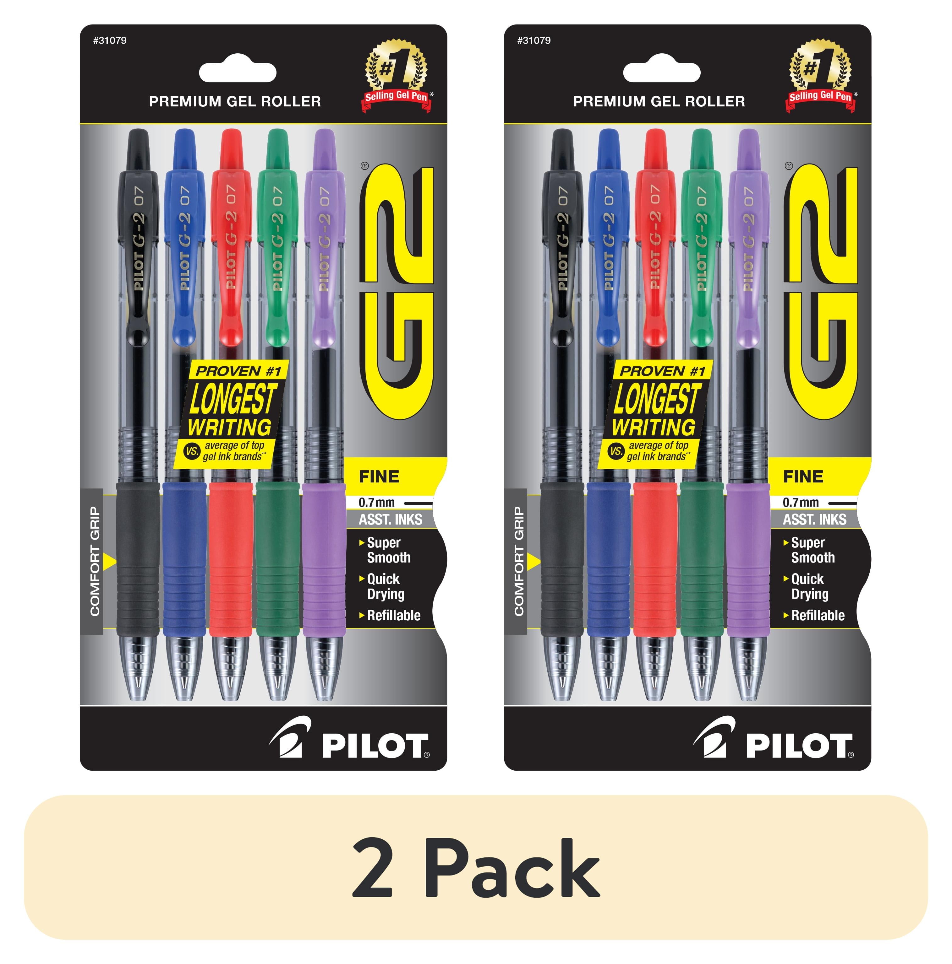 (2 pack) Pilot G2 Premium Retractable Gel Ink Pens, Fine Point (0.7 mm ...